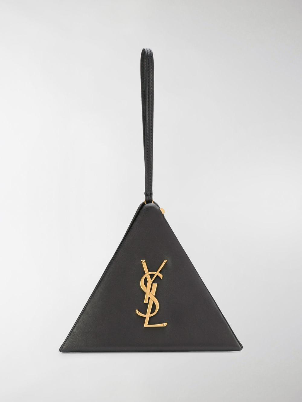 Saint Laurent Leather Monogram Triangle Bag in Black - Lyst