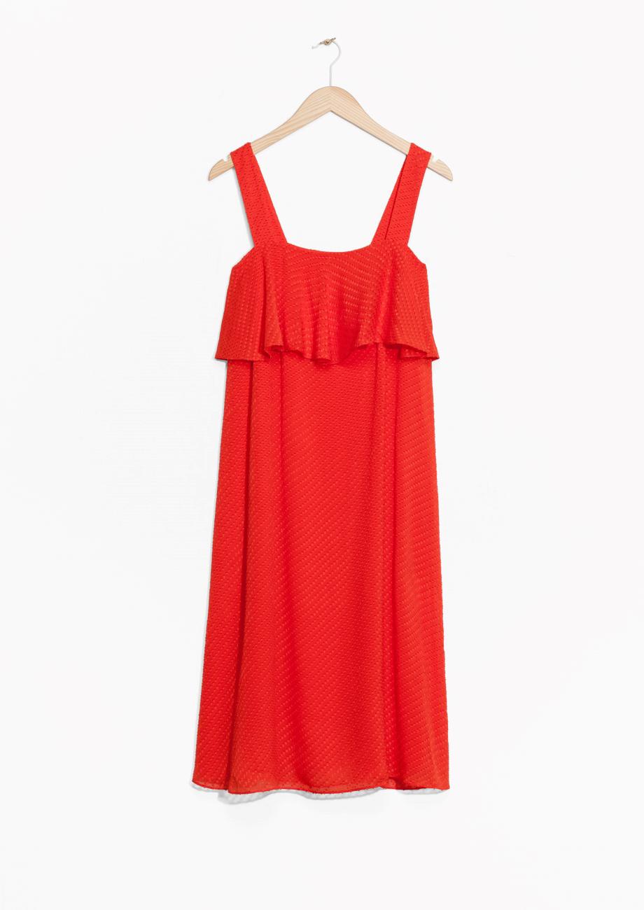 And Other Stories Sheer Silk Dress In Red Lyst