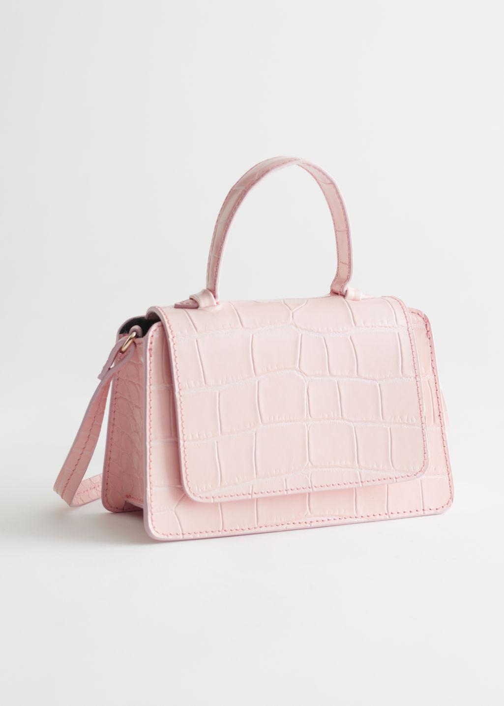 Pink Croc Embossed Handbag | semashow.com