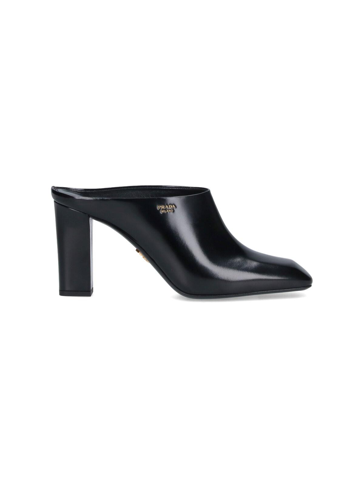 Prada Logo Sabots in Black | Lyst