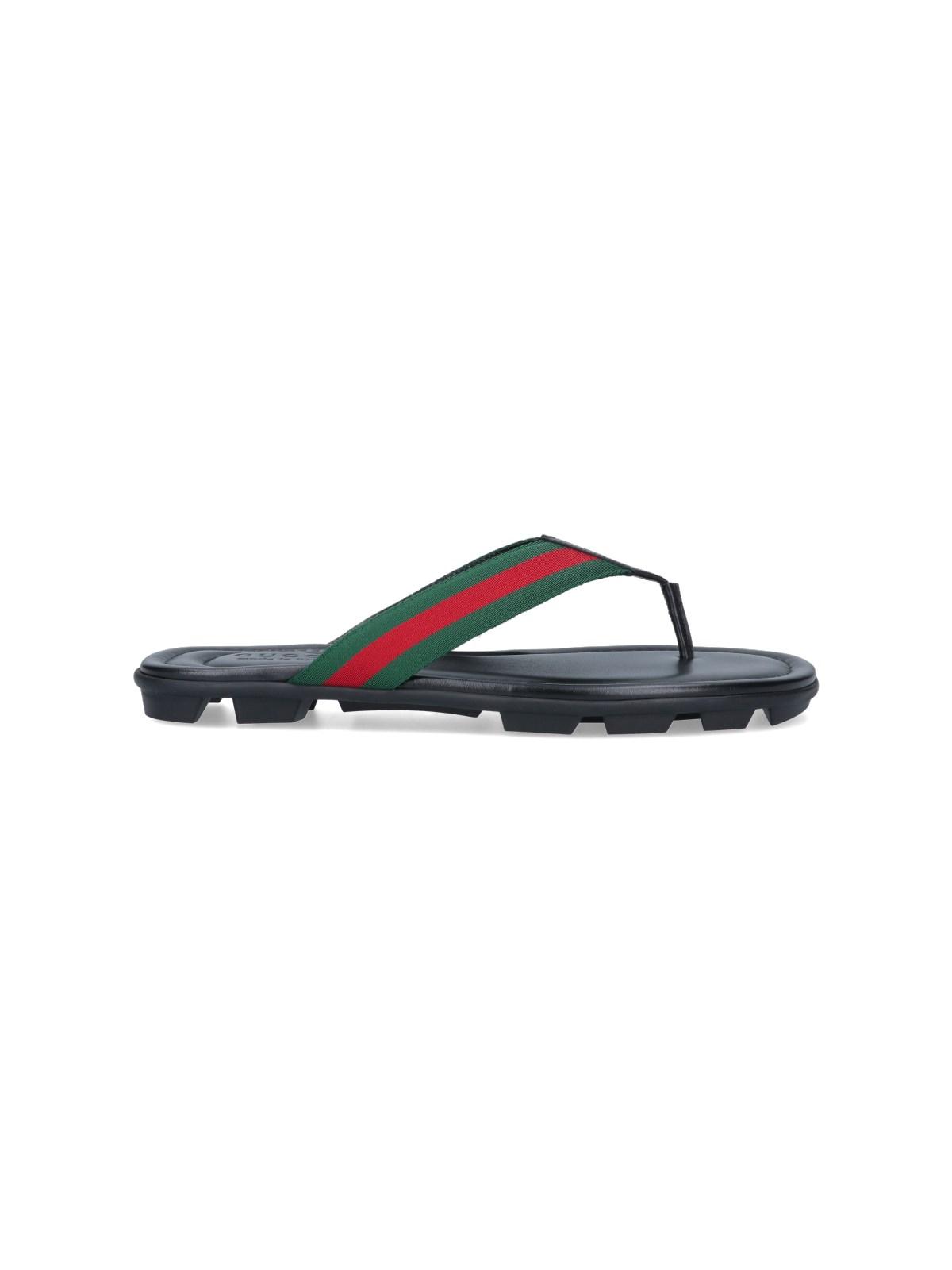 Gucci Web Flip Flops Sandals in Blue for Men | Lyst