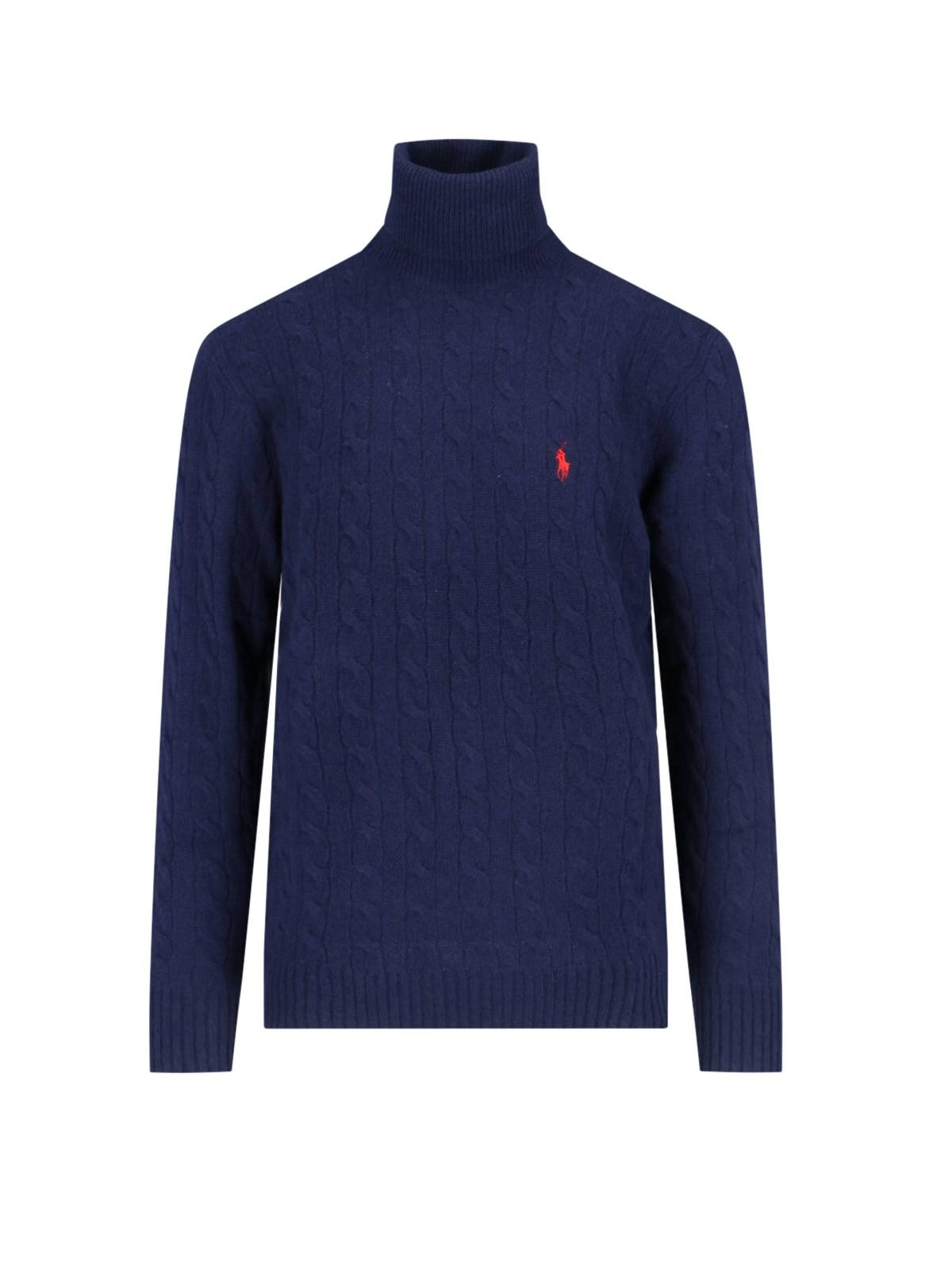 Polo Ralph Lauren Logo Turtleneck Sweater in Blue for Men | Lyst