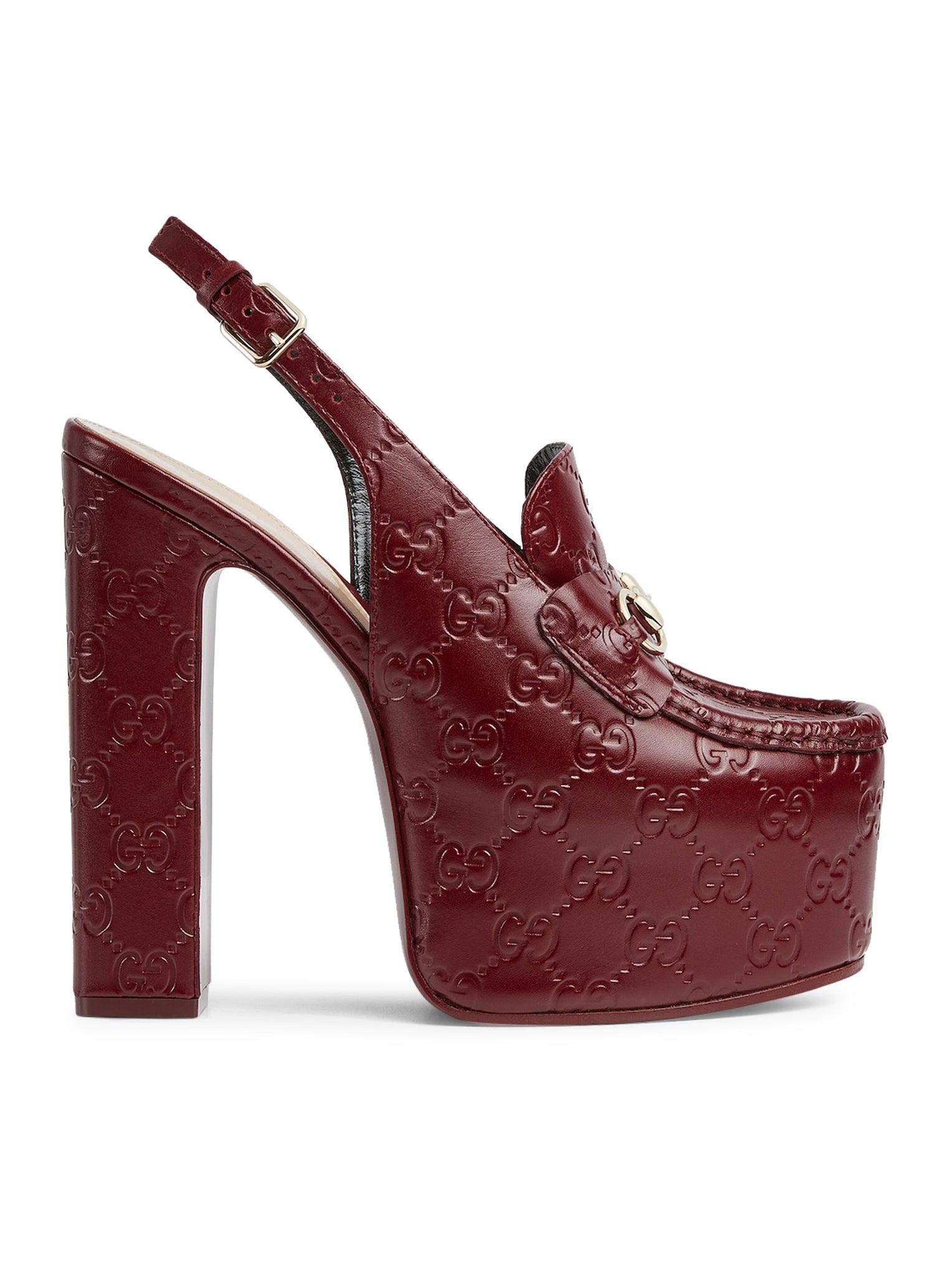 Gucci `S Slingback Moccasin With Platform And Horse in Red | Lyst