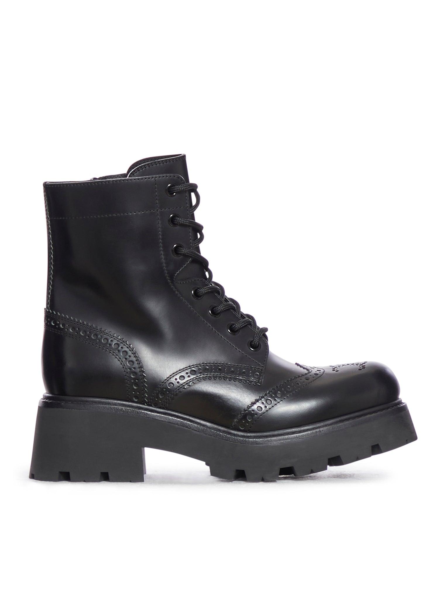 Celine Leather Boots With Laces And Triomphe Logo in Black | Lyst