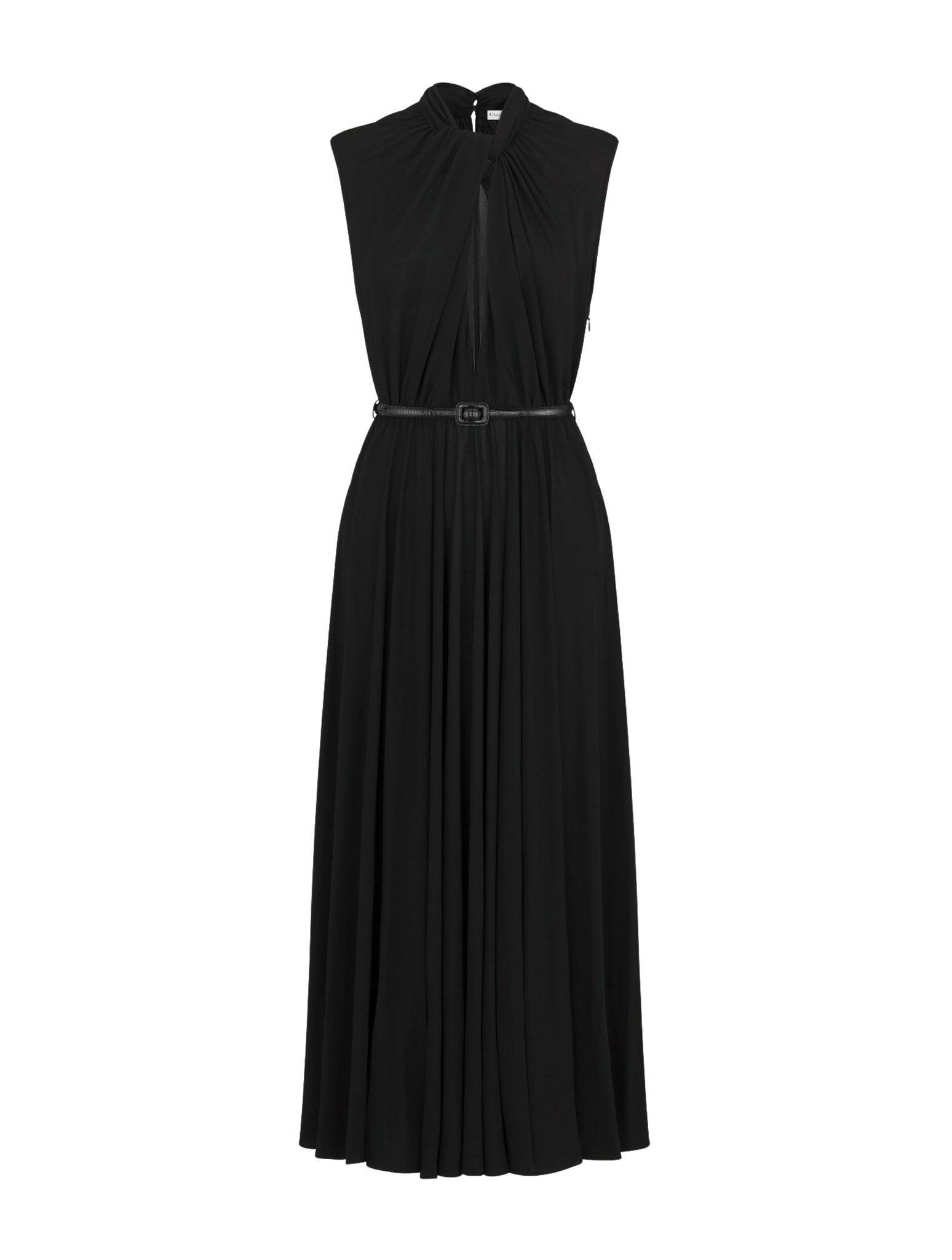 Dior Long Flared Dress in Black | Lyst