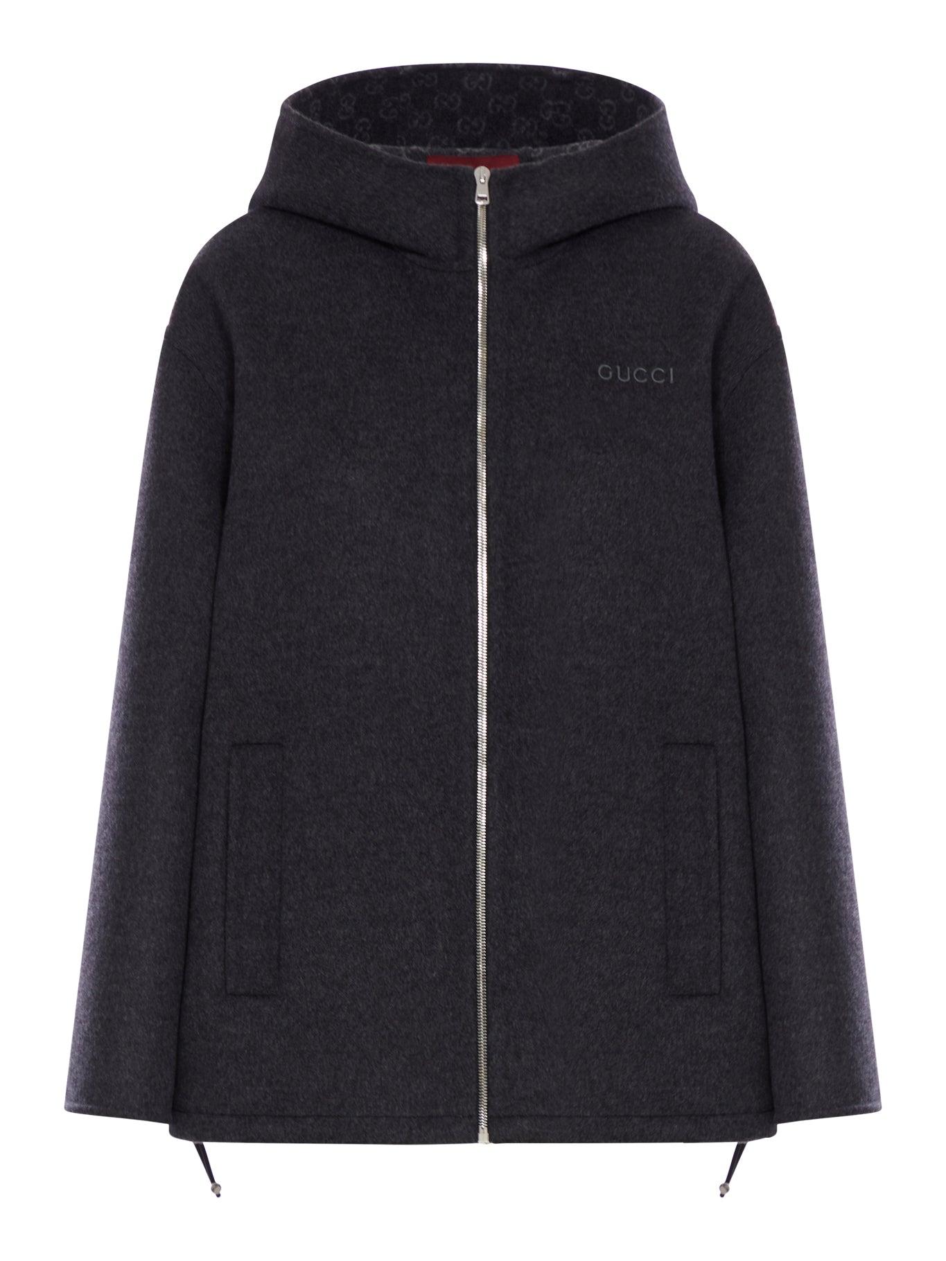 Gucci Wool And Silk Embroidered Jacket With Hood in Blue | Lyst