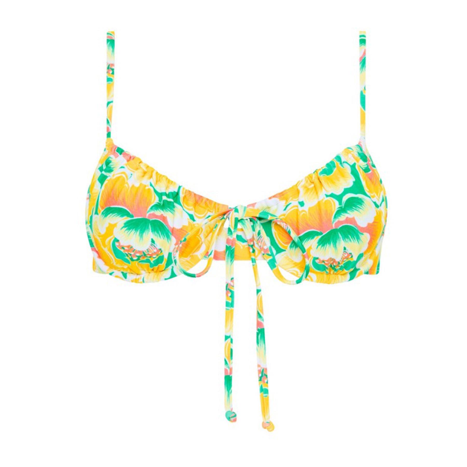 Top Bikini Honey Pot Ruched Underwire Bra di Kulani Kinis in Giallo | Lyst