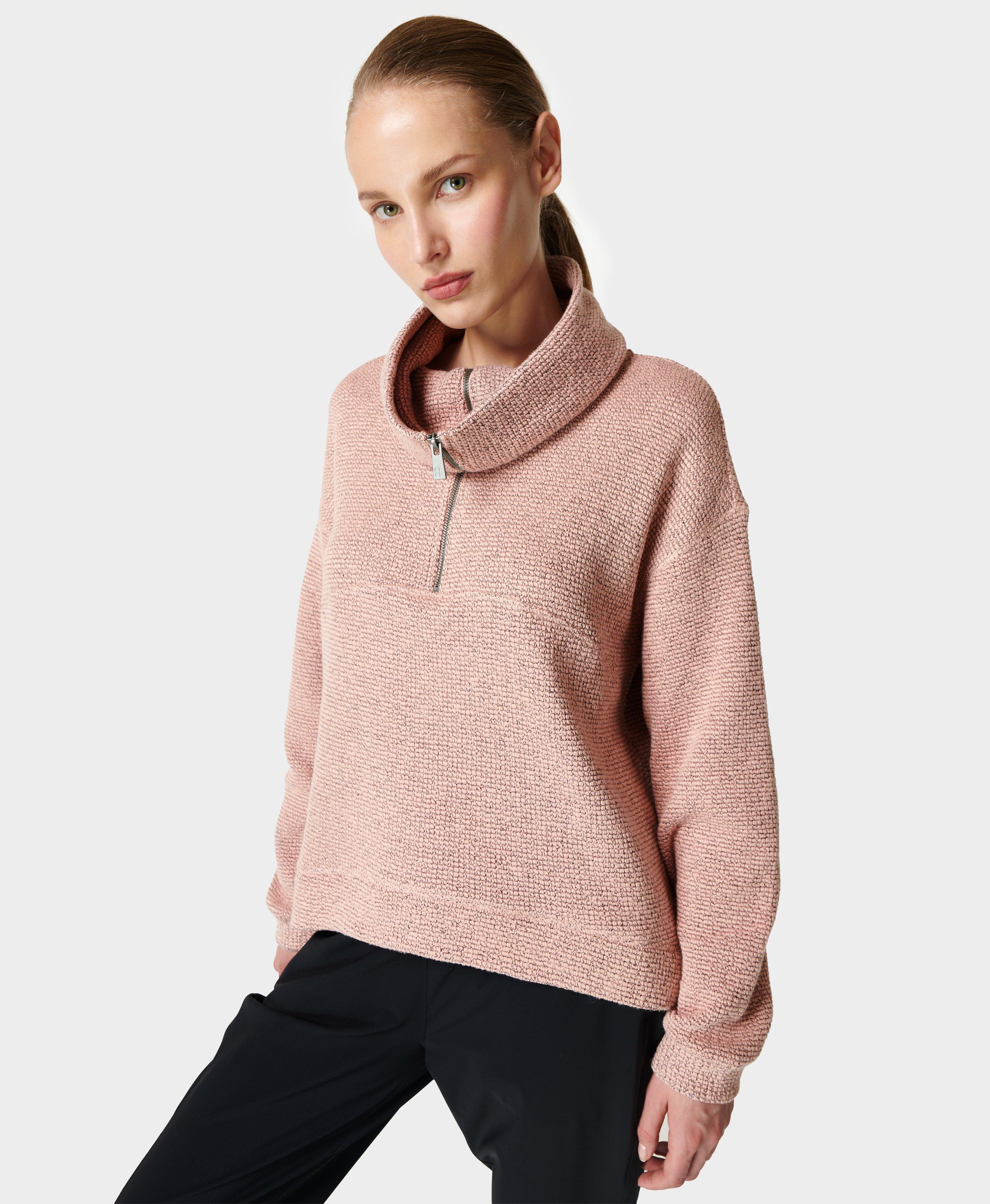 Sweaty Betty Restful Boucle Half Zip Sweatshirt In Natural Lyst
