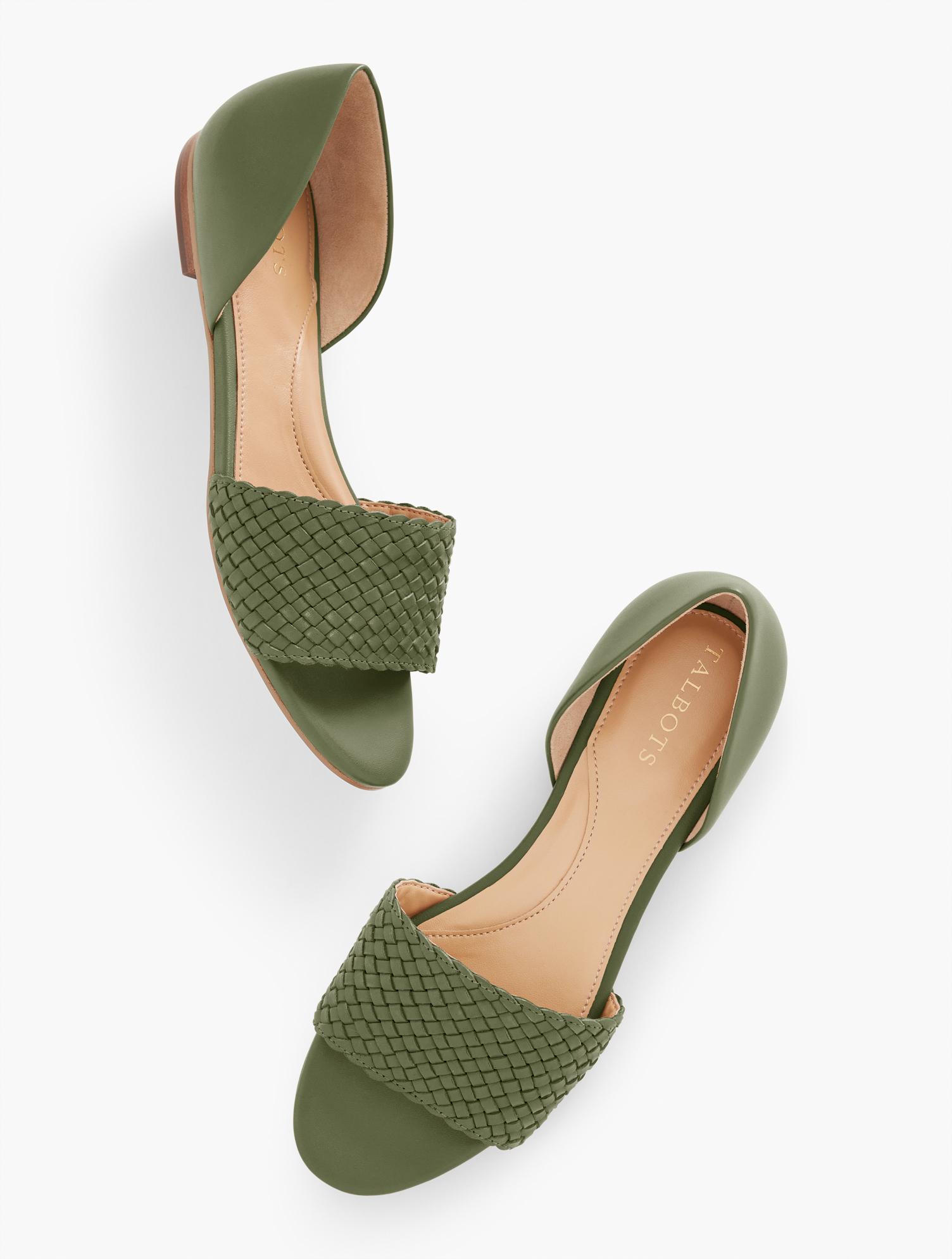 Talbots Leona Woven Leather Sandals in Green | Lyst