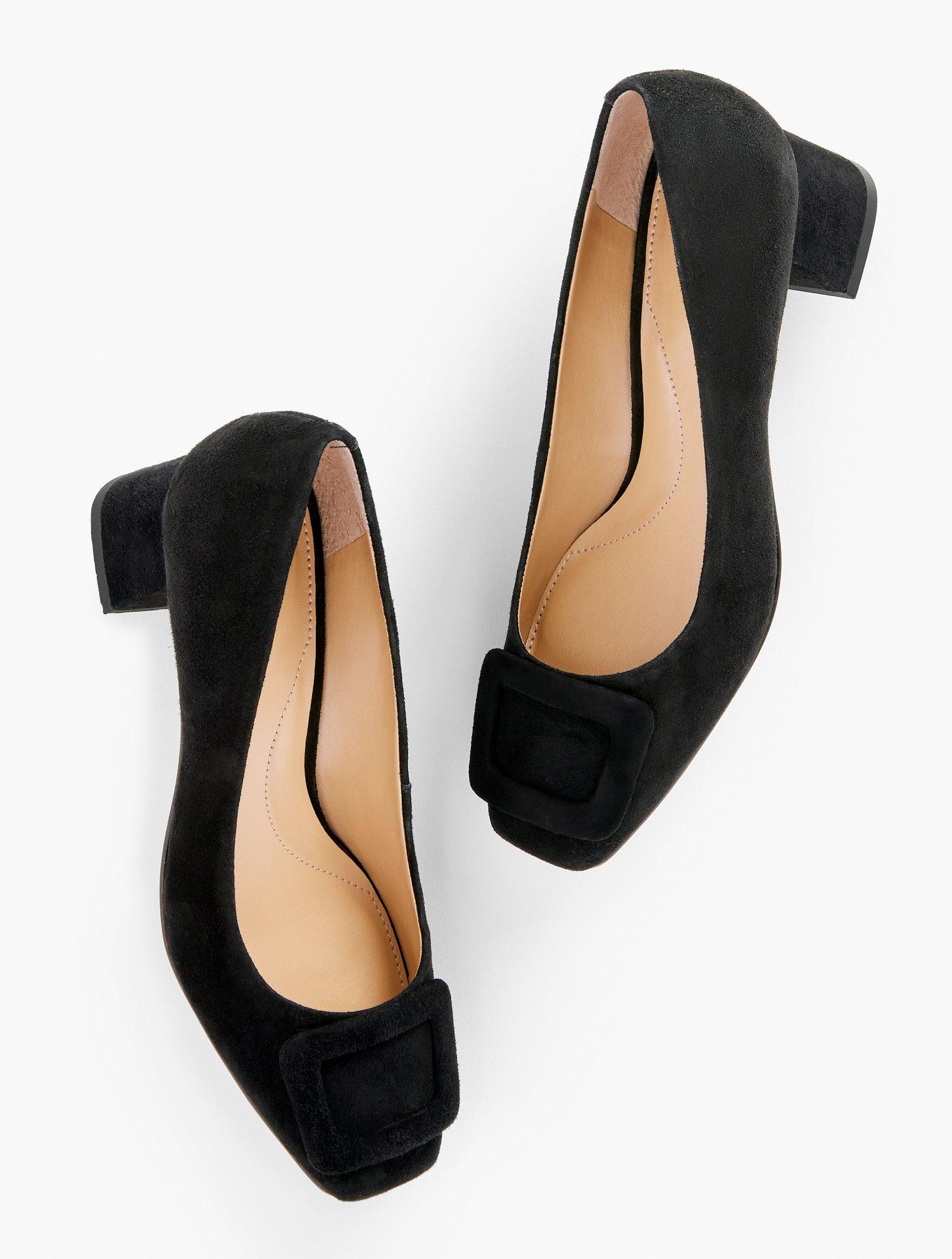 Talbots Carlye Buckle Block Heel Pumps in Black | Lyst