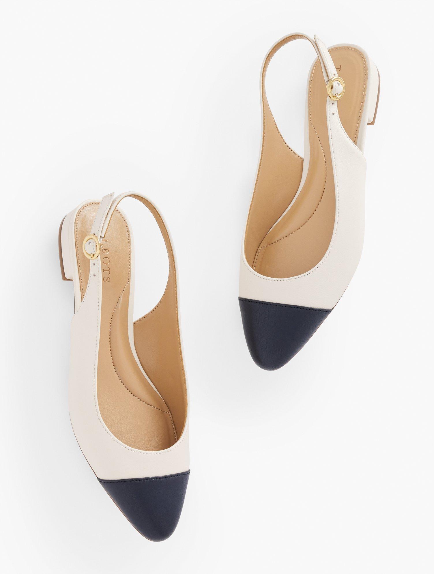 Talbots Edison Nappa Slingback Flats in White | Lyst