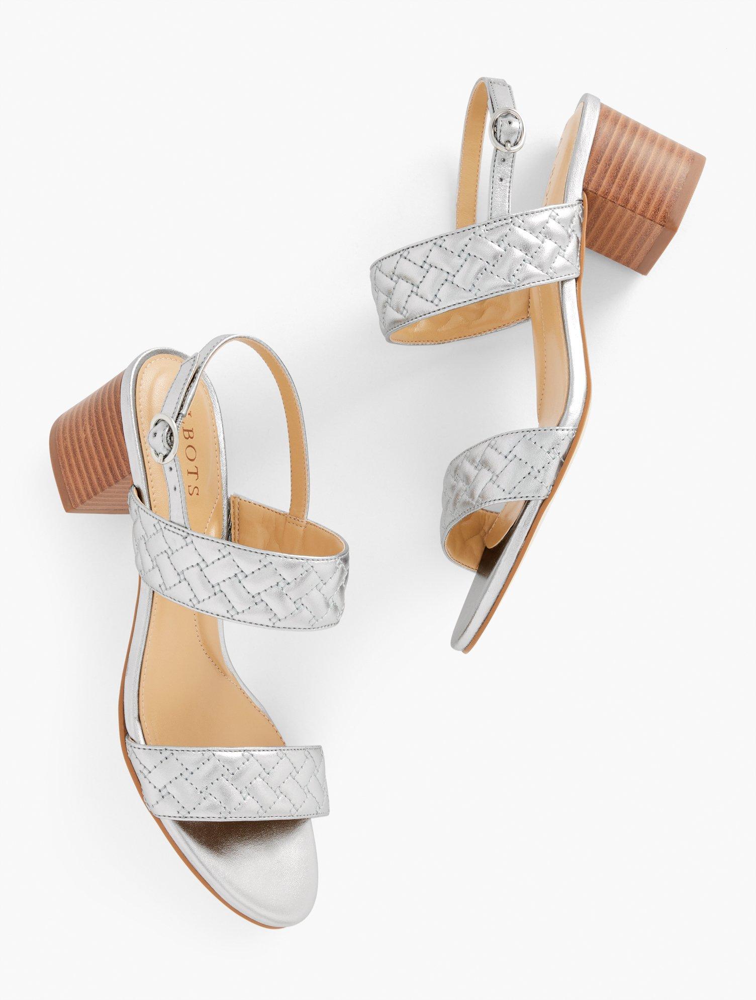 Talbots Mimi Quilted Leather Sandals in White | Lyst