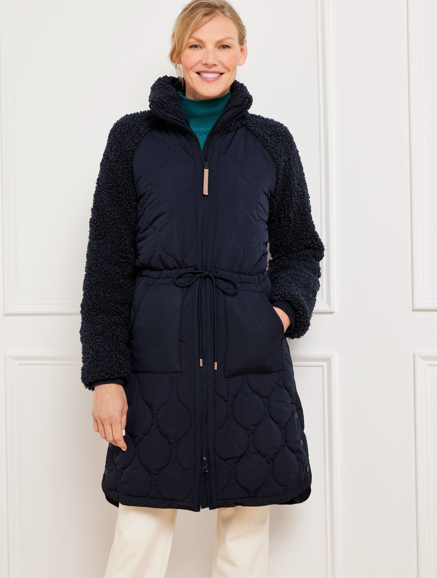 Talbots Quilted Sherpa Long Jacket in Blue | Lyst