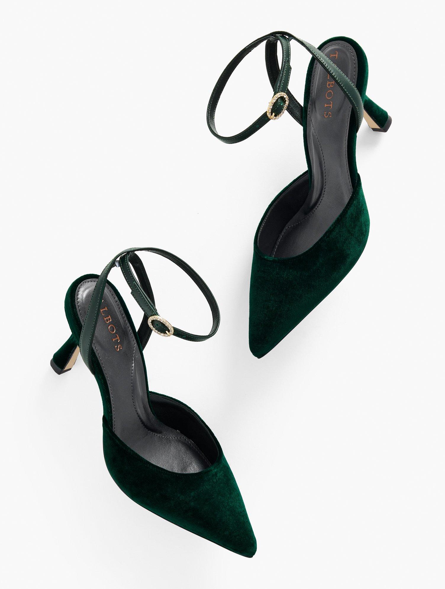 Talbots Evelyn Velvet Flare Heel Pumps in Black | Lyst