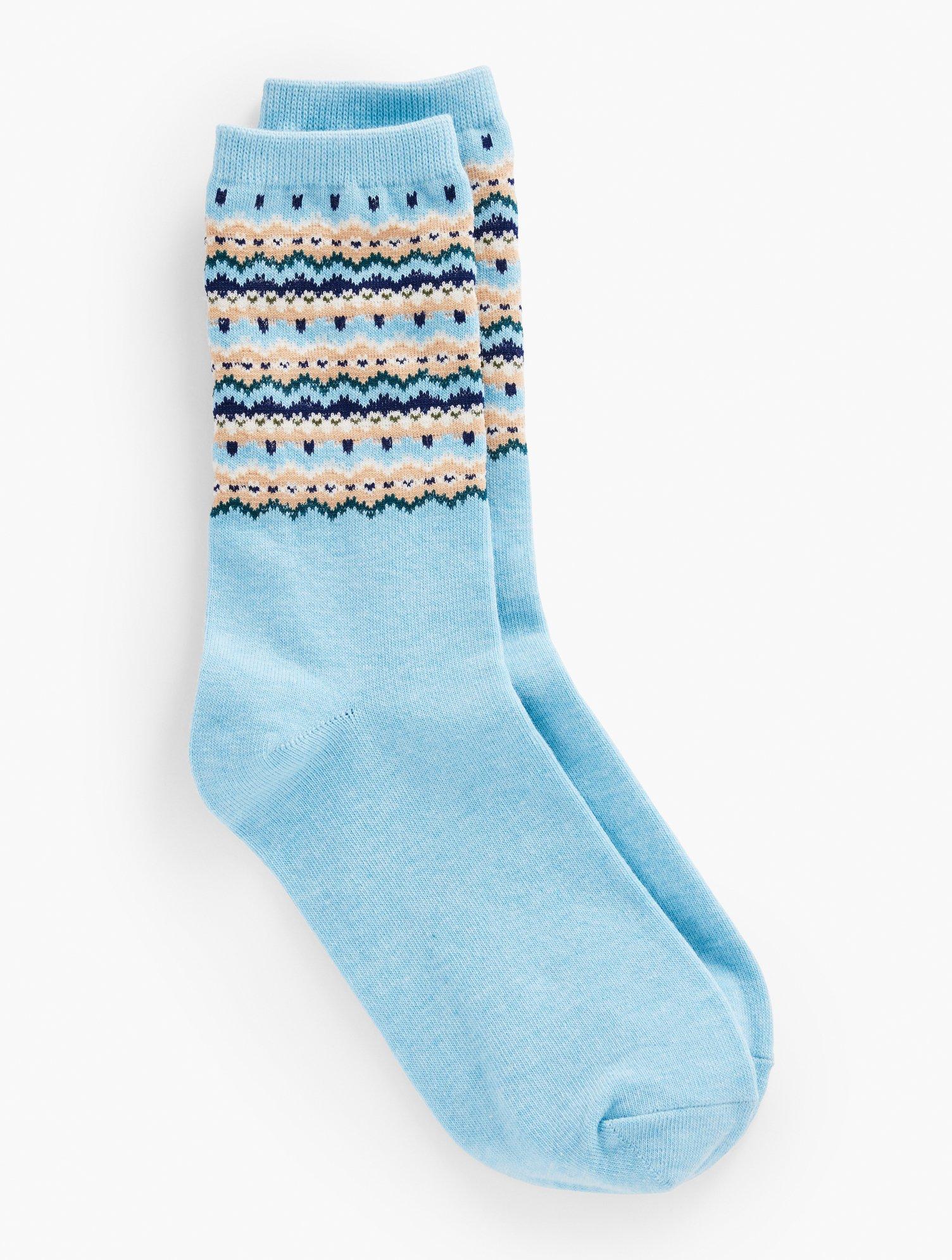 Talbots Shimmer Fair Isle Trouser Socks in Blue | Lyst