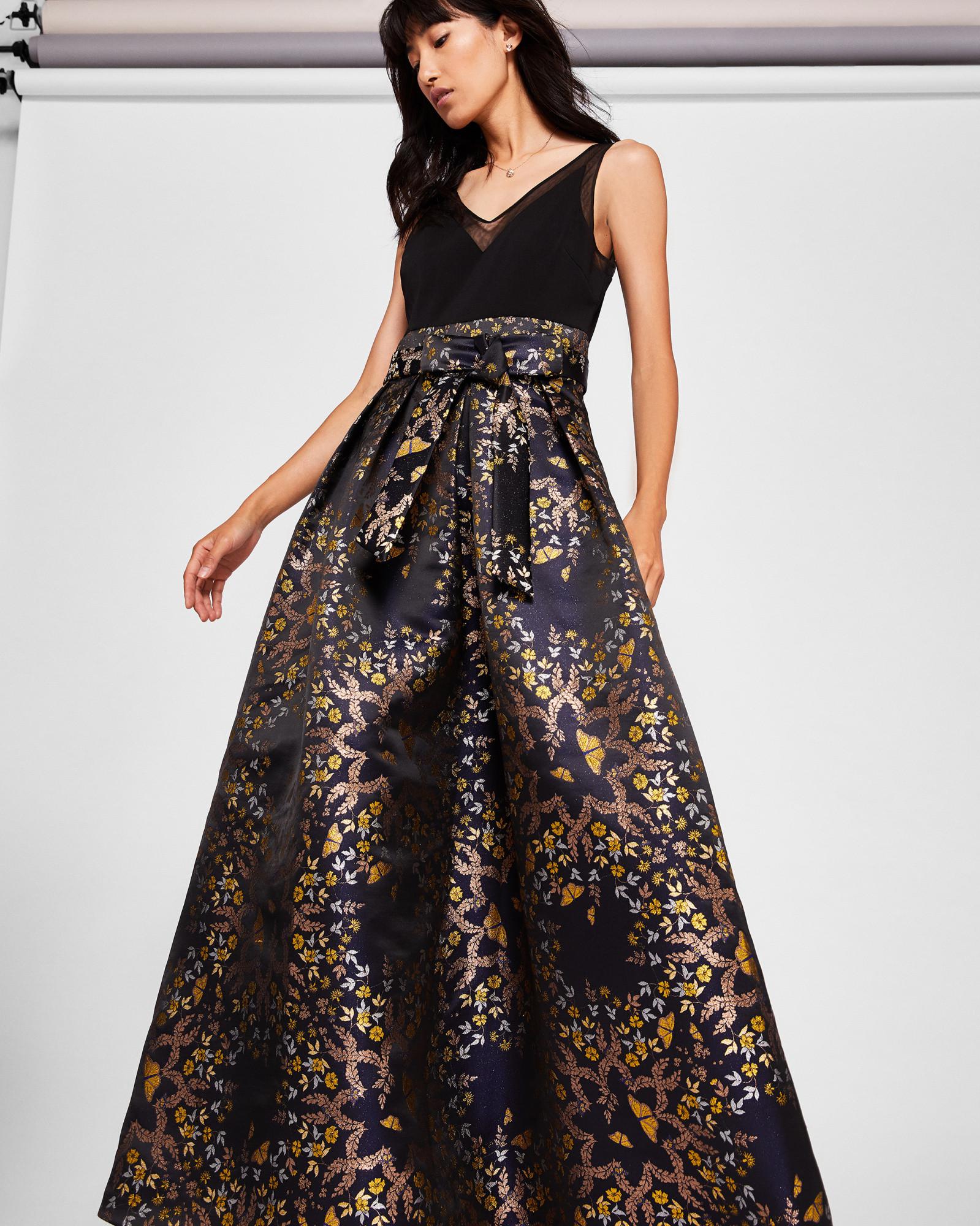 Ted Baker Kyoto Gardens Jacquard Maxi Dress In Black Lyst Uk