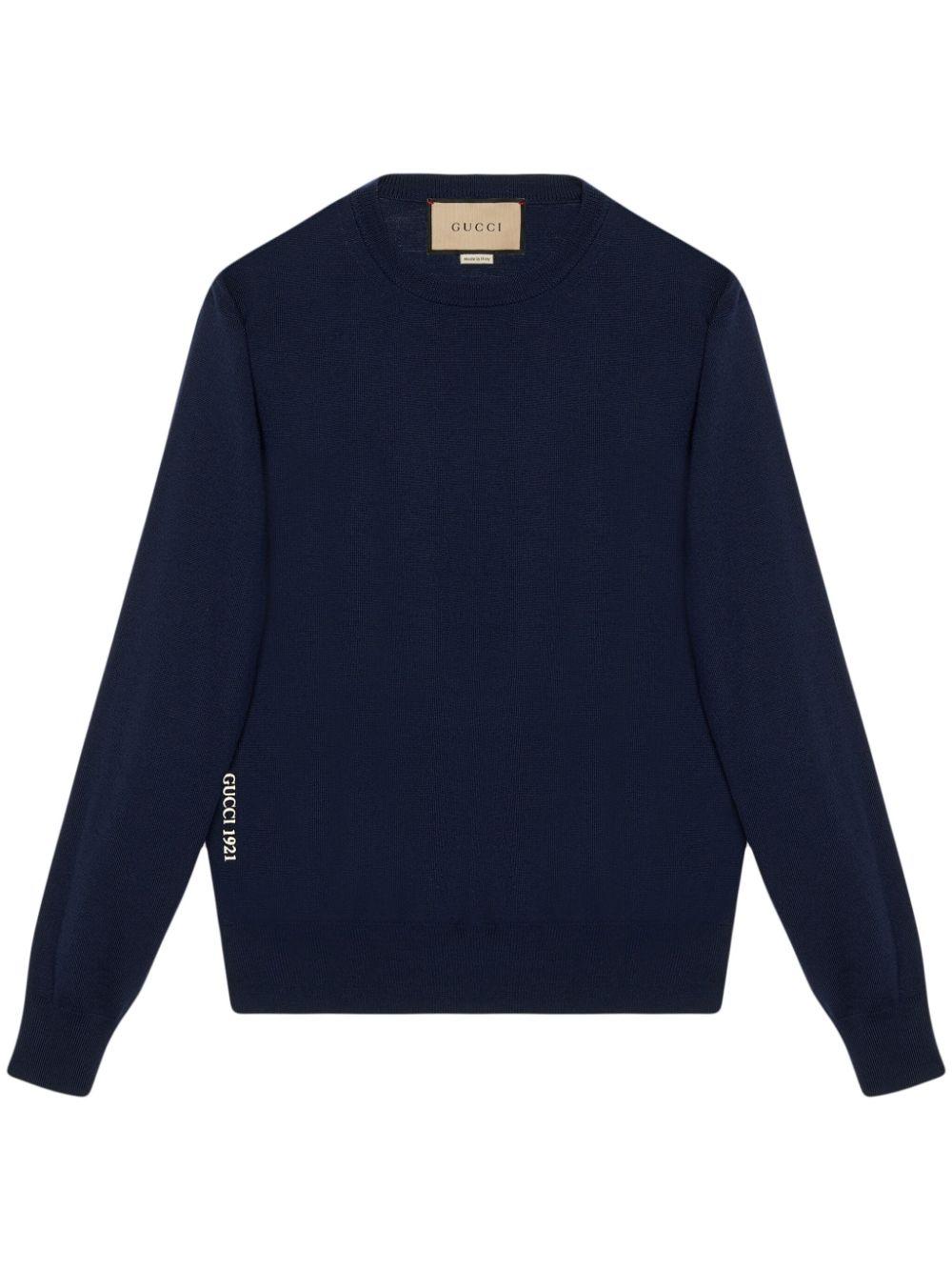 Gucci Wool Jumper With Logo Embroidery in Blue for Men | Lyst