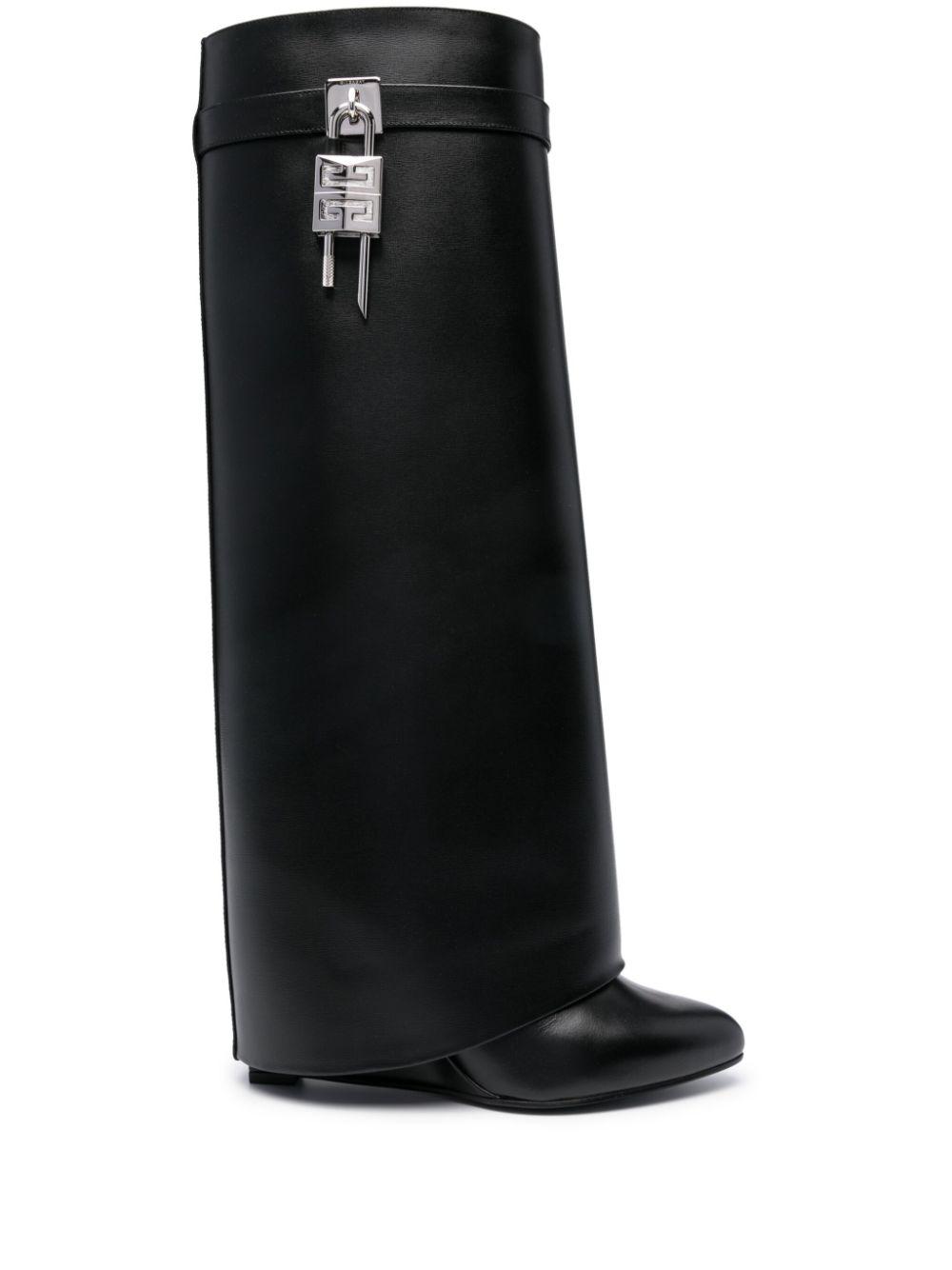 Givenchy Shark Lock Biker Boots In Grained Leather in Black | Lyst
