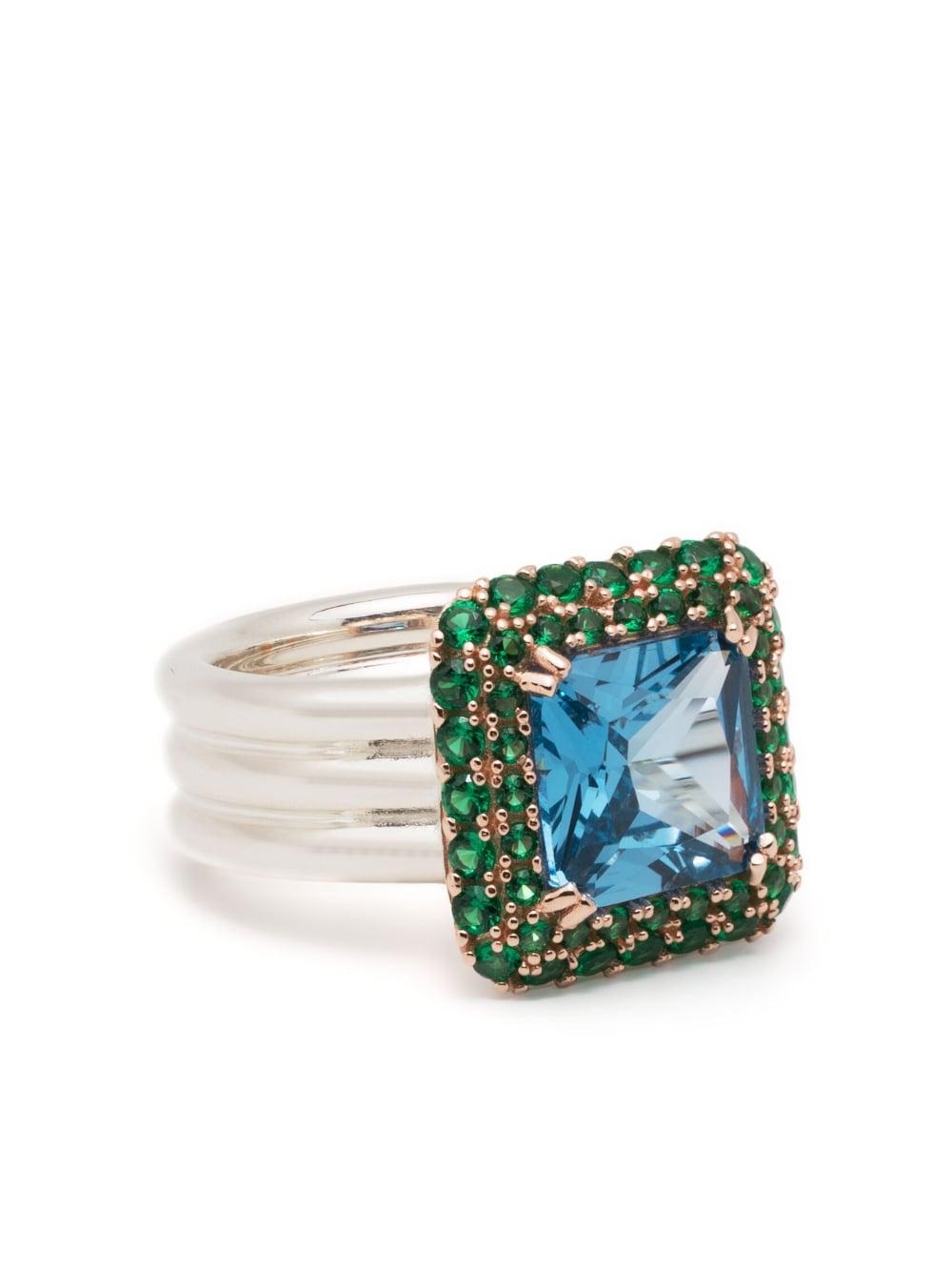 Hatton Labs Square Crystal-embellished Ring in Blue | Lyst
