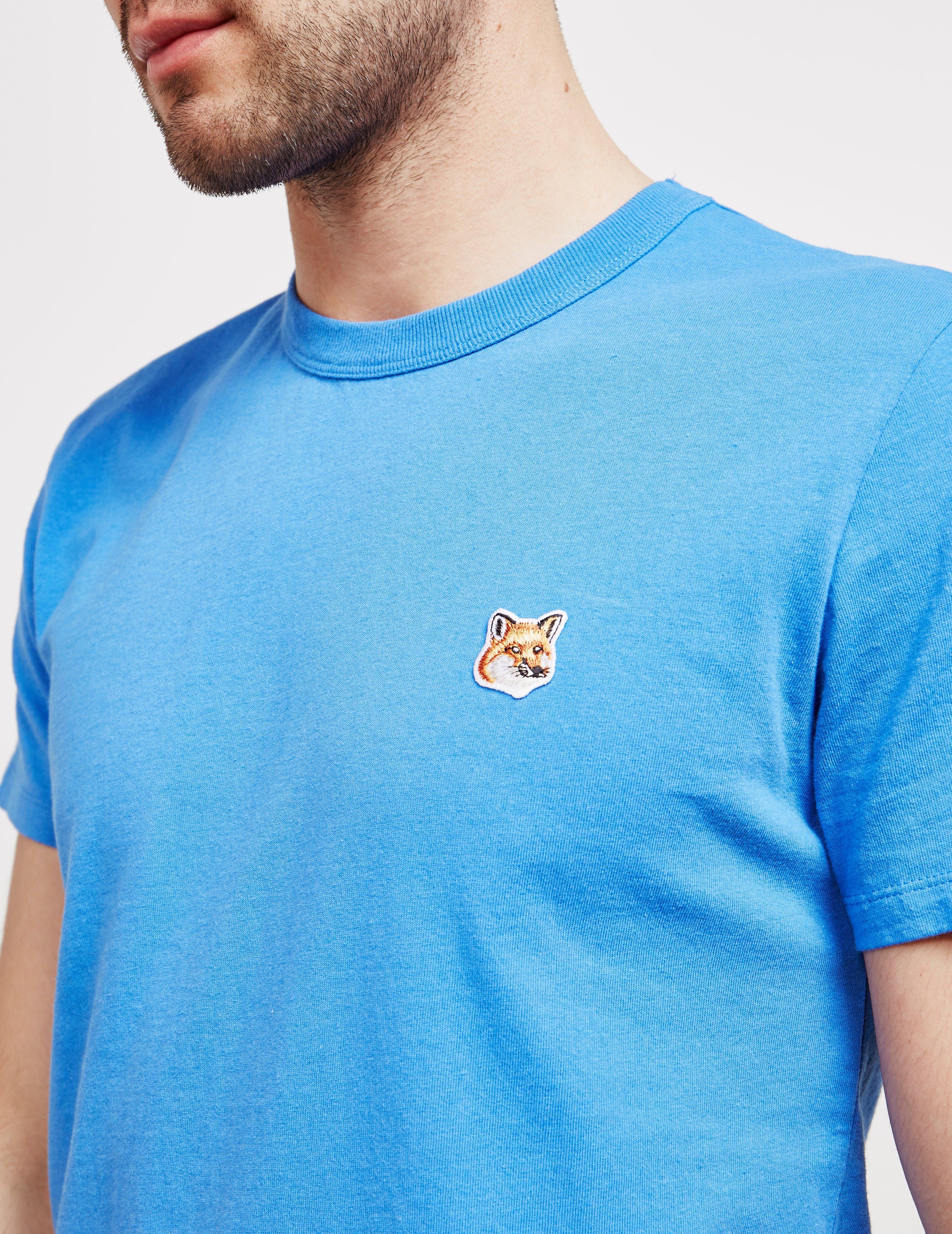 Maison Kitsuné Foxhead Short Sleeve T-shirt Blue in Blue for Men - Lyst