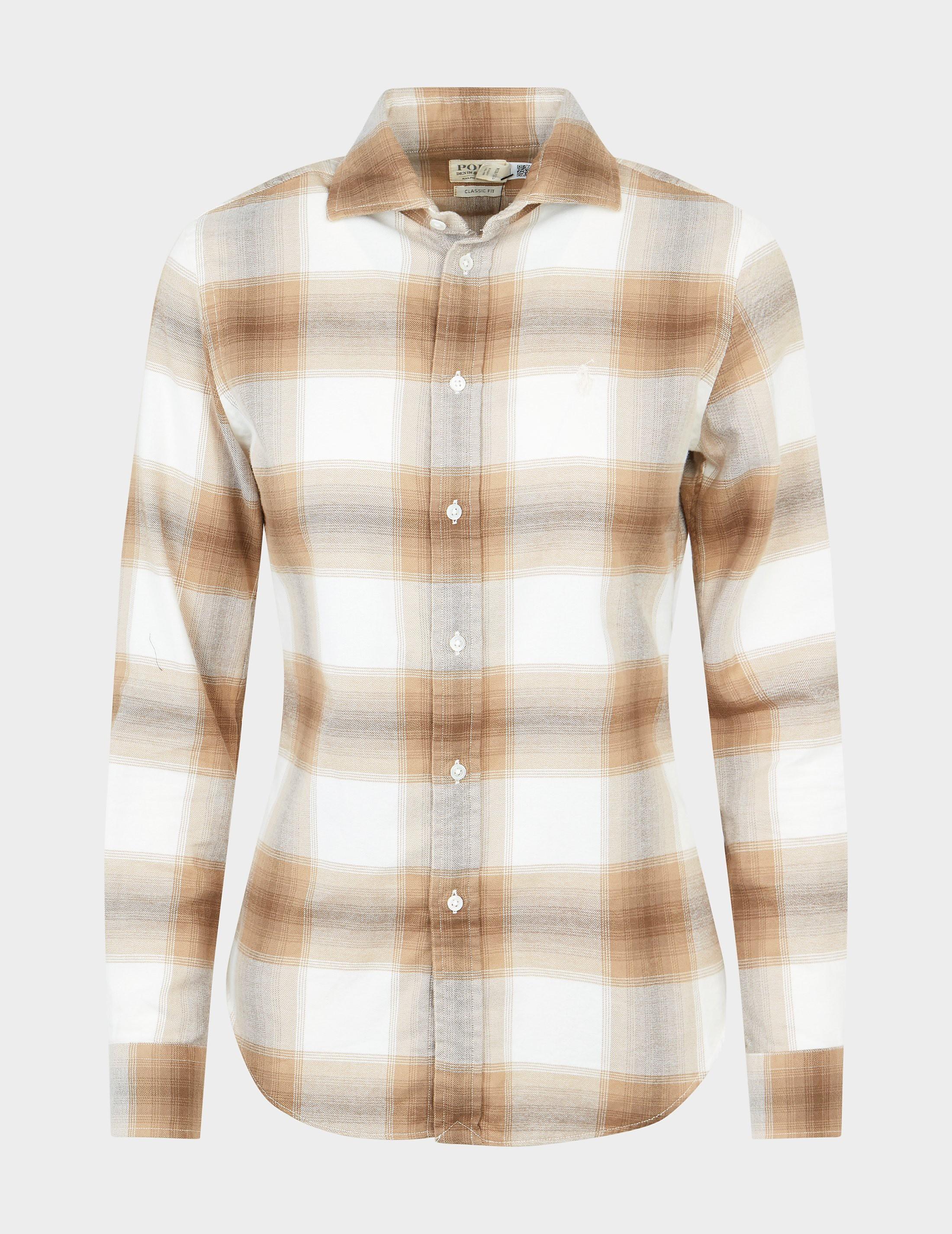 Polo Ralph Lauren Georgia Flannel Shirt In Natural Lyst