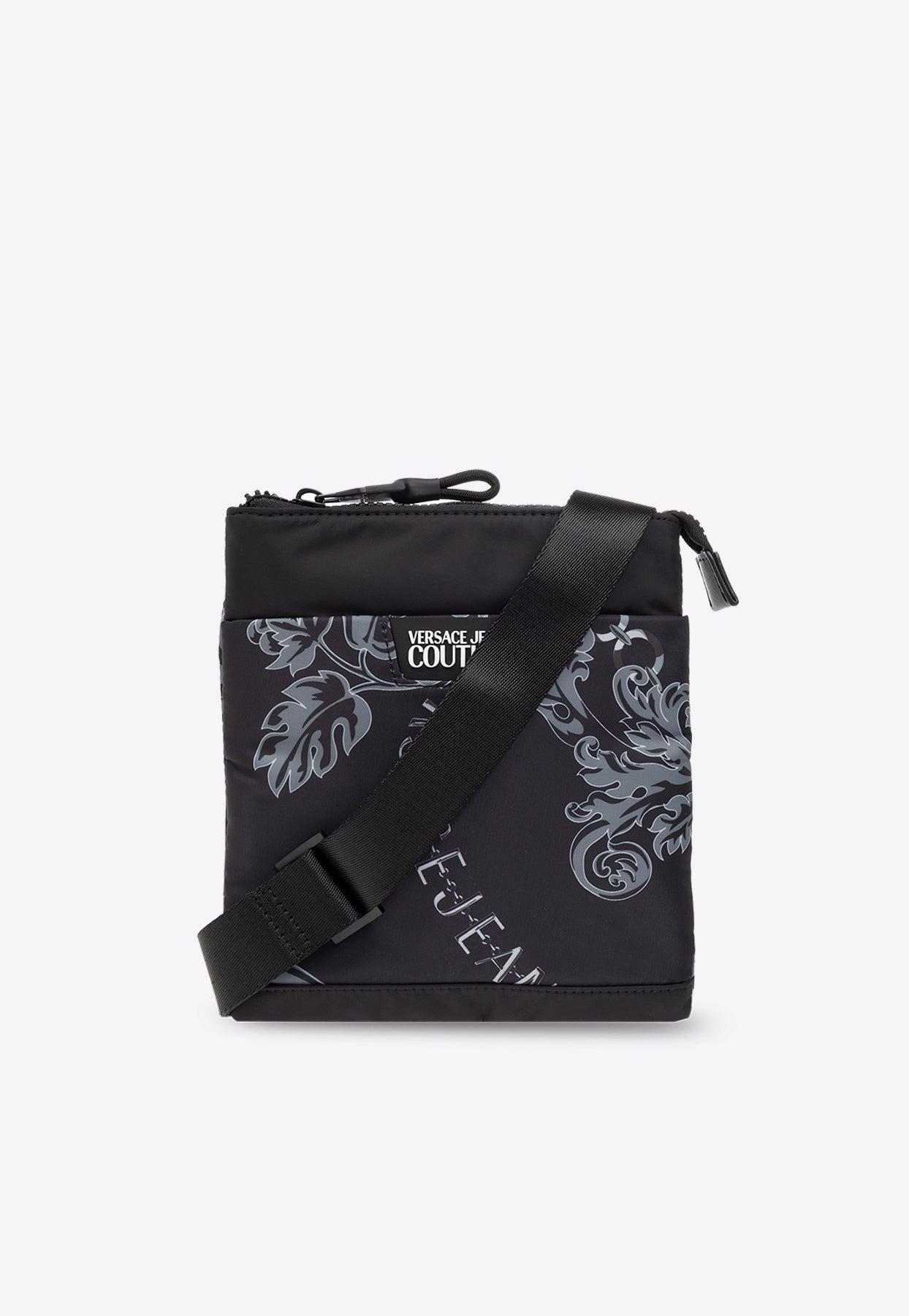 Versace Signature Baroque Print Messenger Bag in Black for Men | Lyst