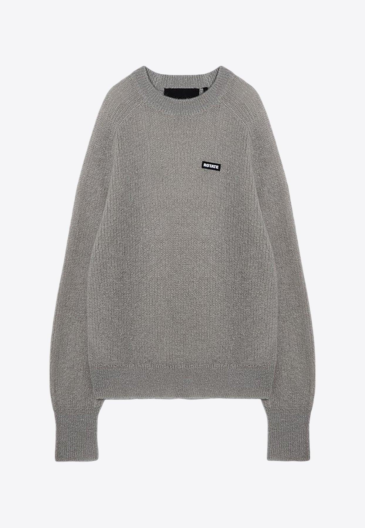 ROTATE BIRGER CHRISTENSEN Logo-Patch Mohair-Blend Sweater in Gray | Lyst