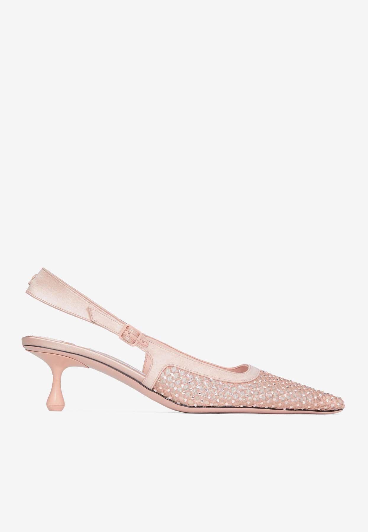 Jimmy Choo Amel 50 Crystal-Embellished Mesh Pumps in Pink | Lyst
