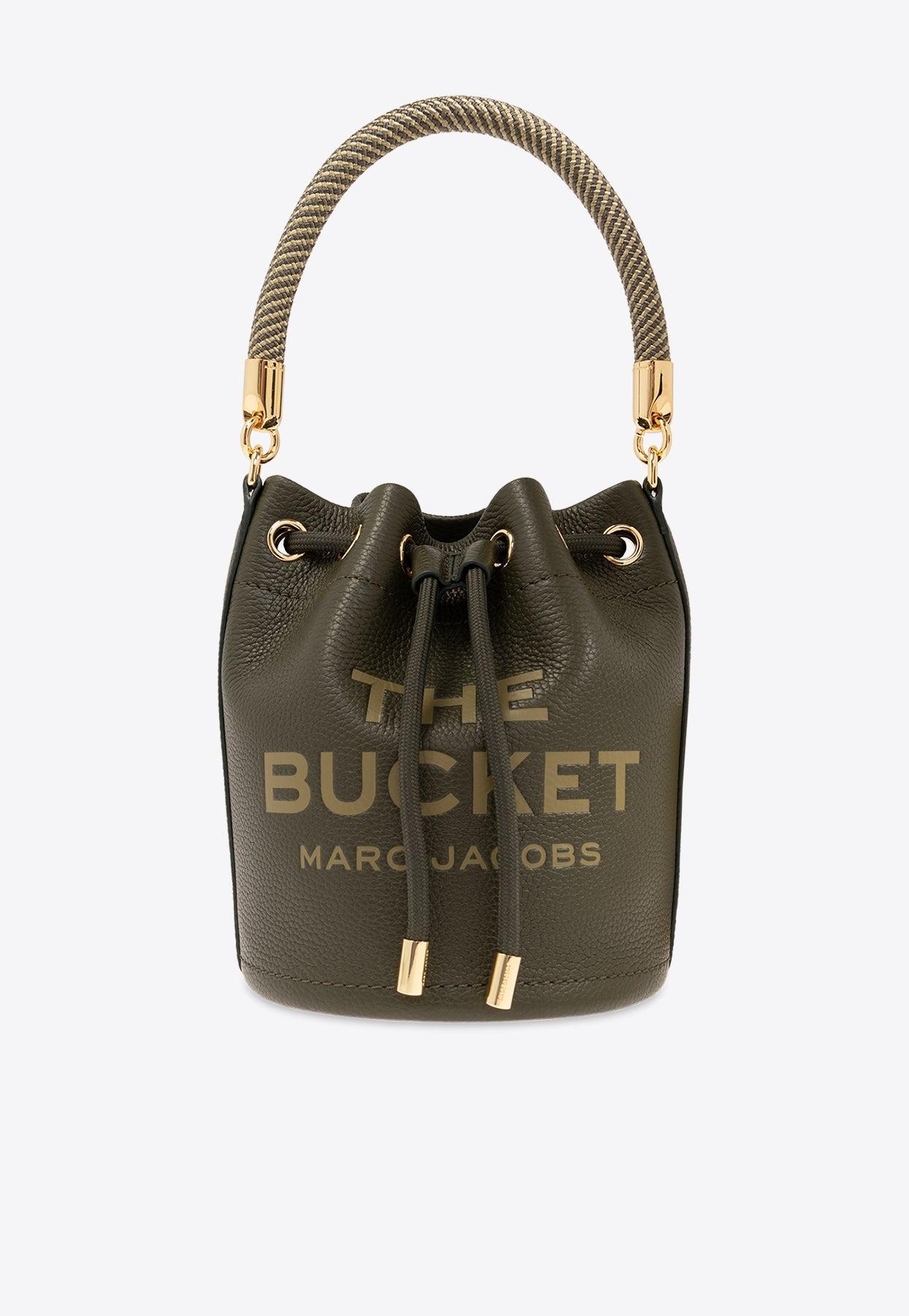 Marc Jacobs The Leather Logo Bucket Bag in Green | Lyst