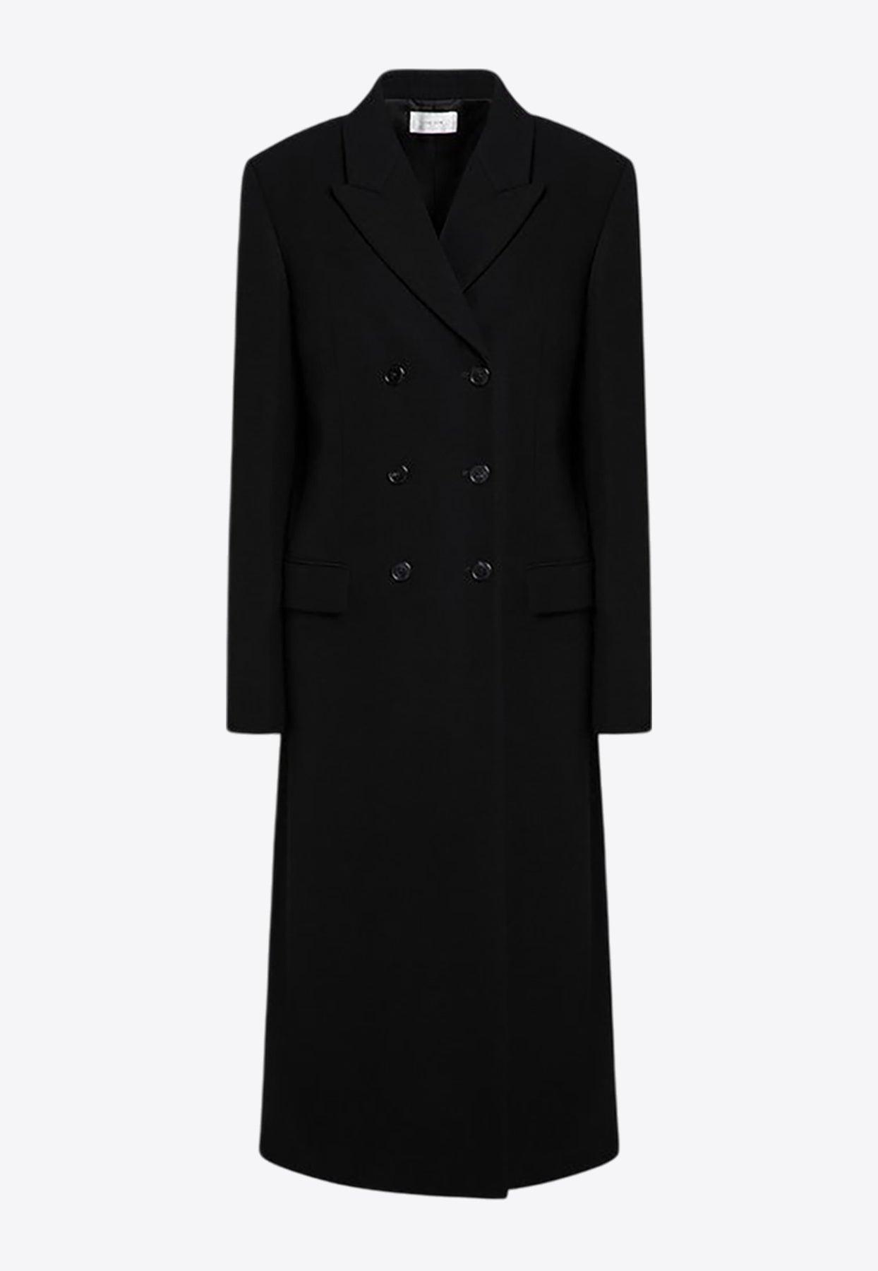 The Row Double-Breasted Wool Coat in Black | Lyst
