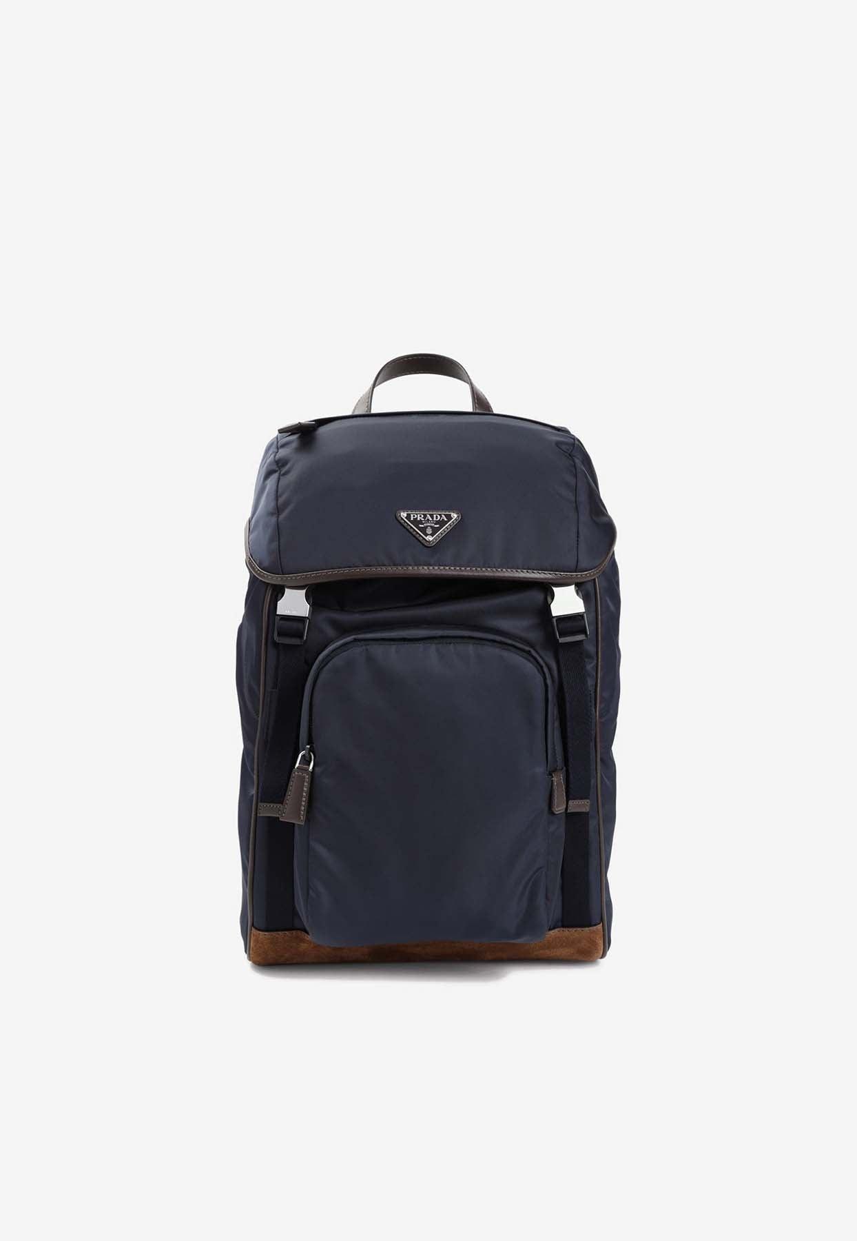 Prada Logo Re-Nylon Backpack in Blue for Men | Lyst