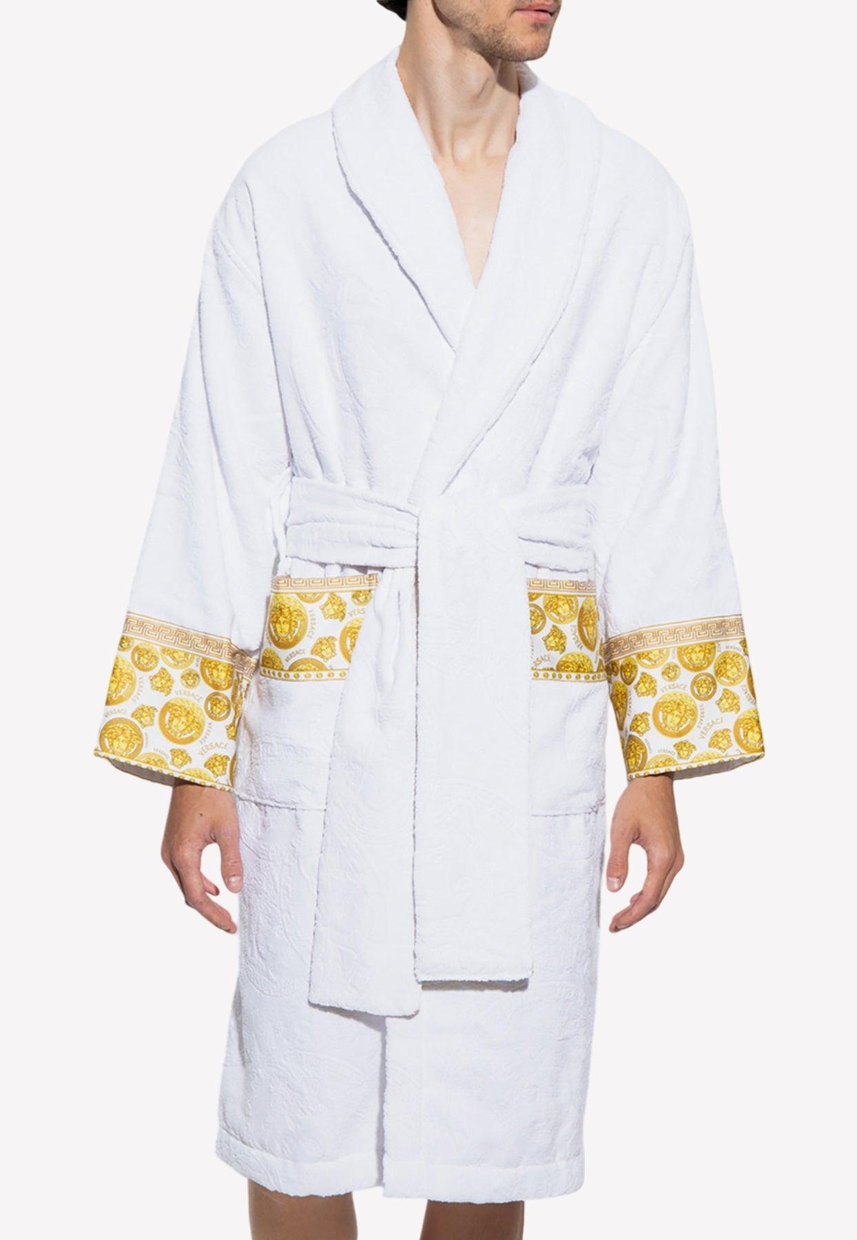 Versace I Love Baroque Logo Jacquard Bathrobe in White for Men | Lyst