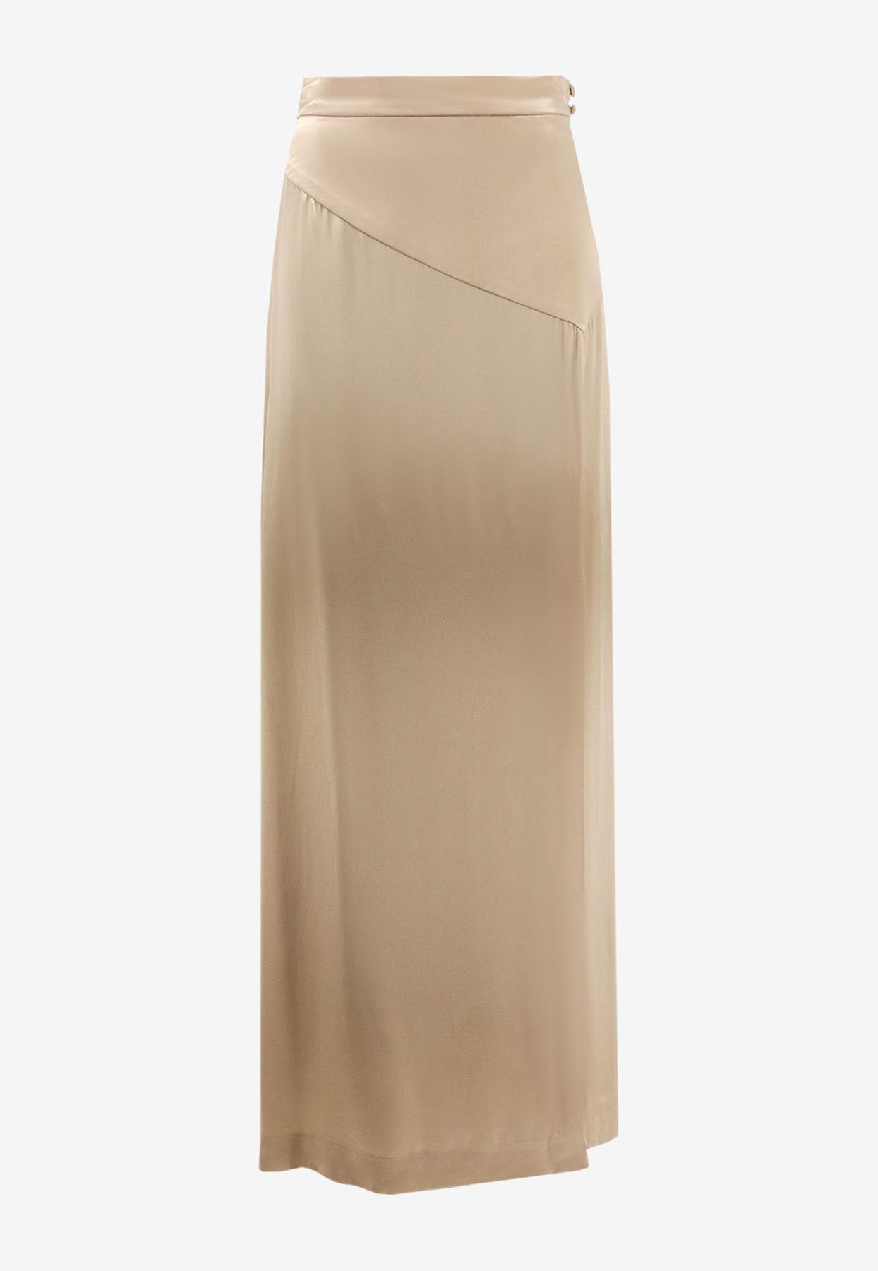 THE NINA STUDIO Peitho Satin Maxi Skirt in Natural | Lyst