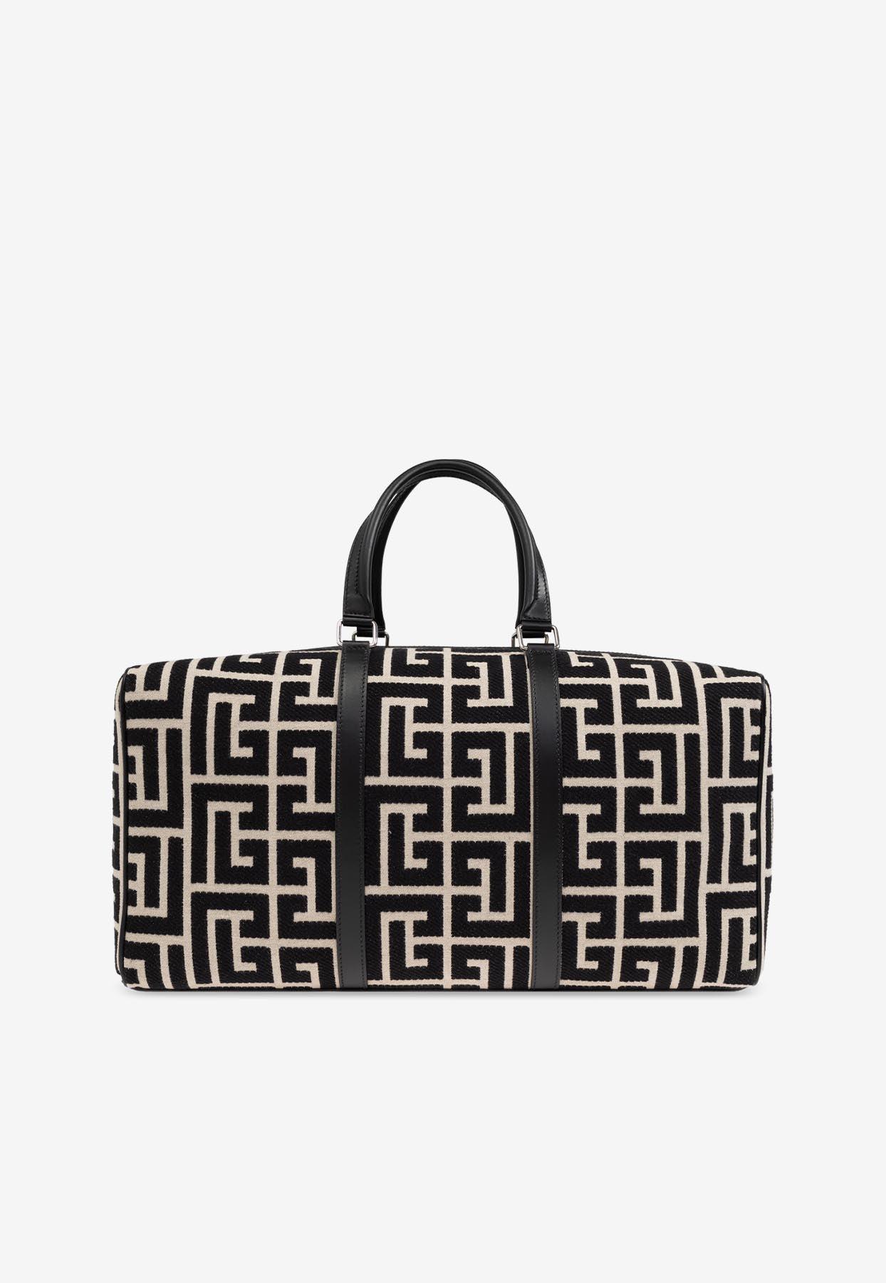 Balmain Maxi Monogram Jacquard Duffel Bag in Black for Men | Lyst