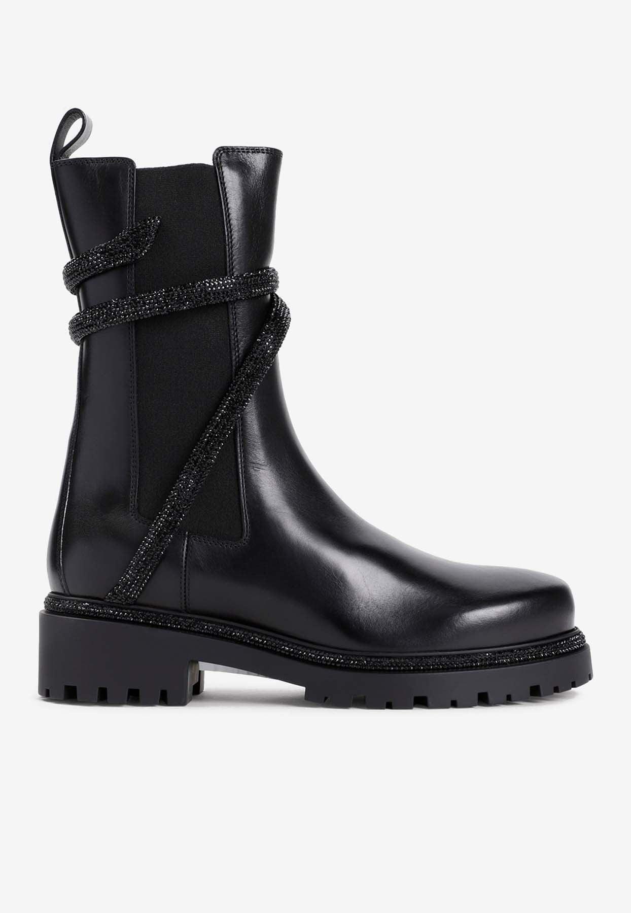 Rene Caovilla Cleo 25 Crystal Embellished Boots in Black | Lyst