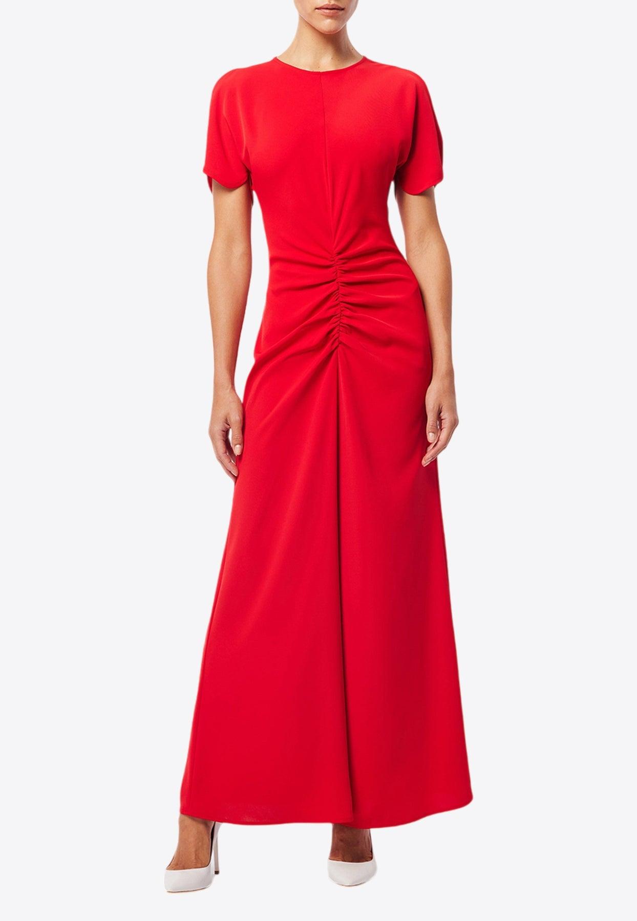 Mossman No Remorse Ruched Maxi Dress in Red | Lyst