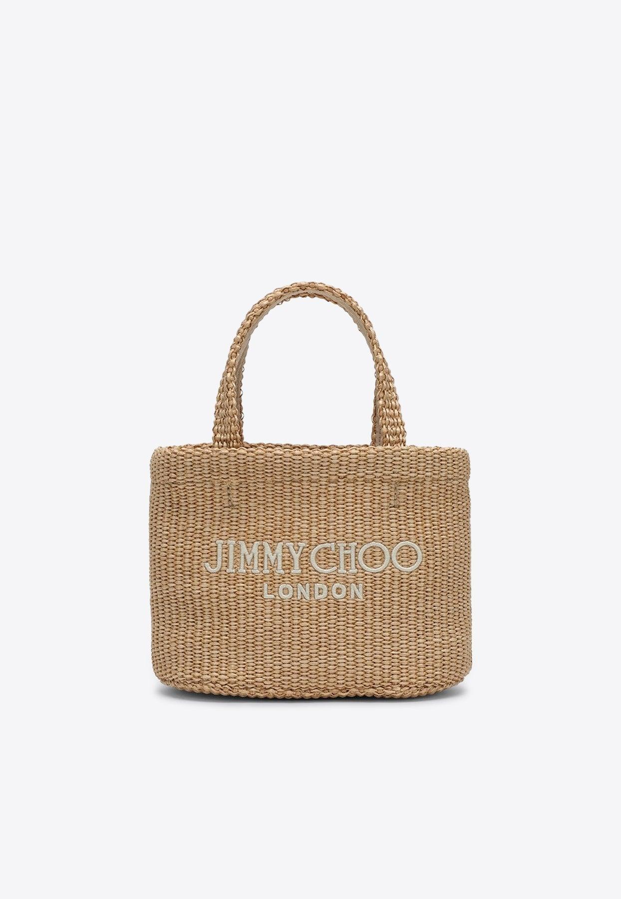 Jimmy Choo Mini East-West Logo Beach Tote Bag in Natural | Lyst