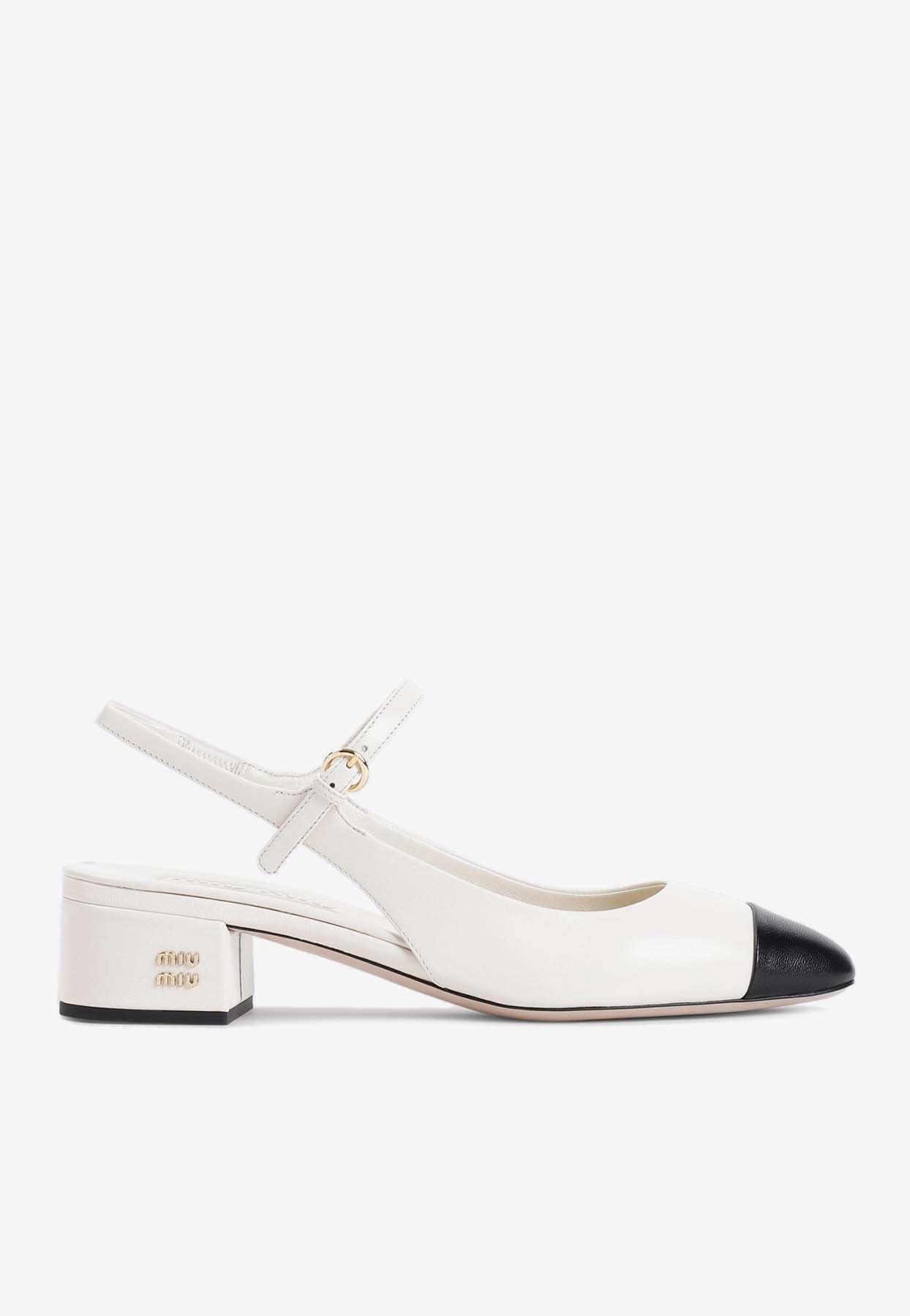 Miu Miu 35 Slingback Leather Pumps in White | Lyst