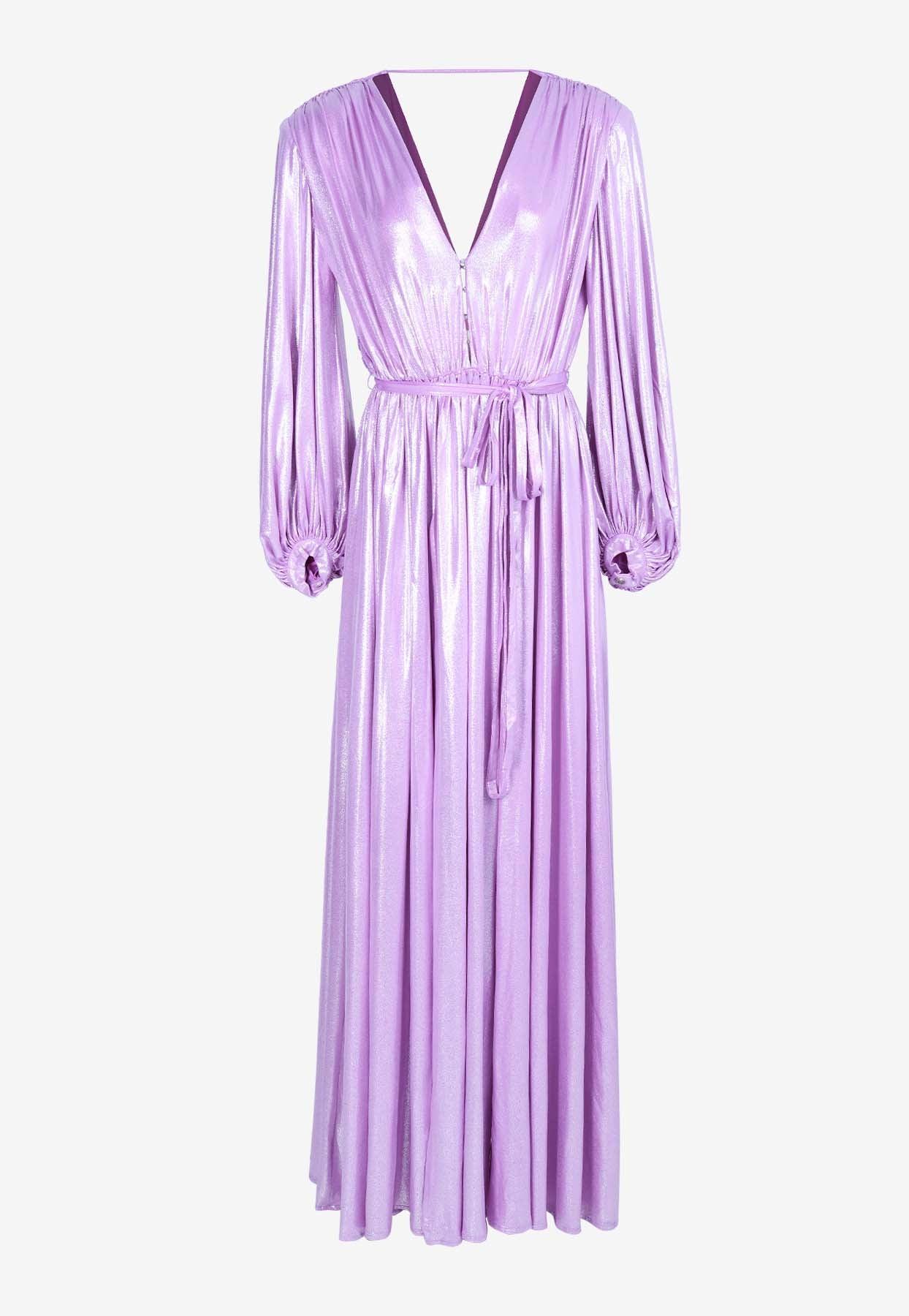 Bronx and Banco Zoe V-Neck Metallic Gown in Purple | Lyst