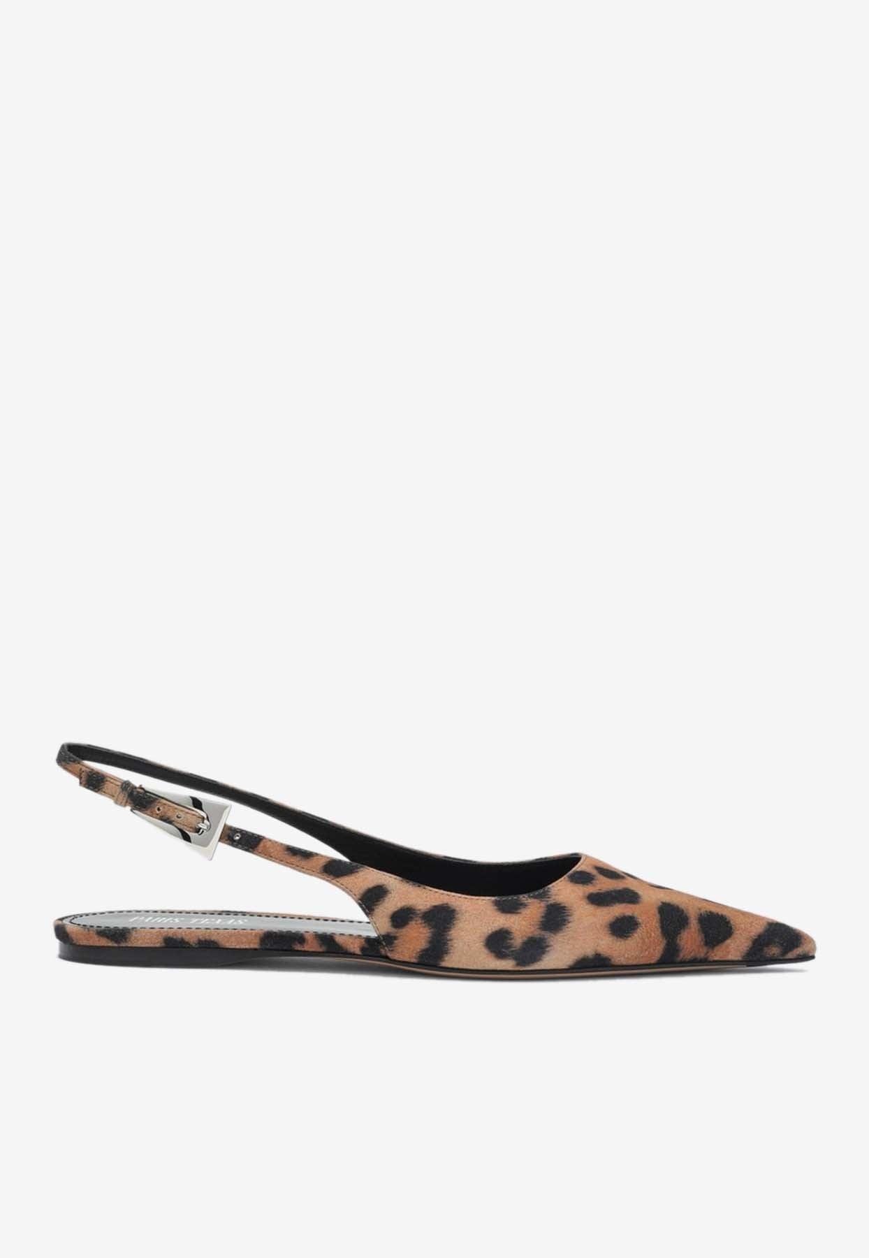 Paris Texas Jessica Leopard Print Slingback Flats in White | Lyst