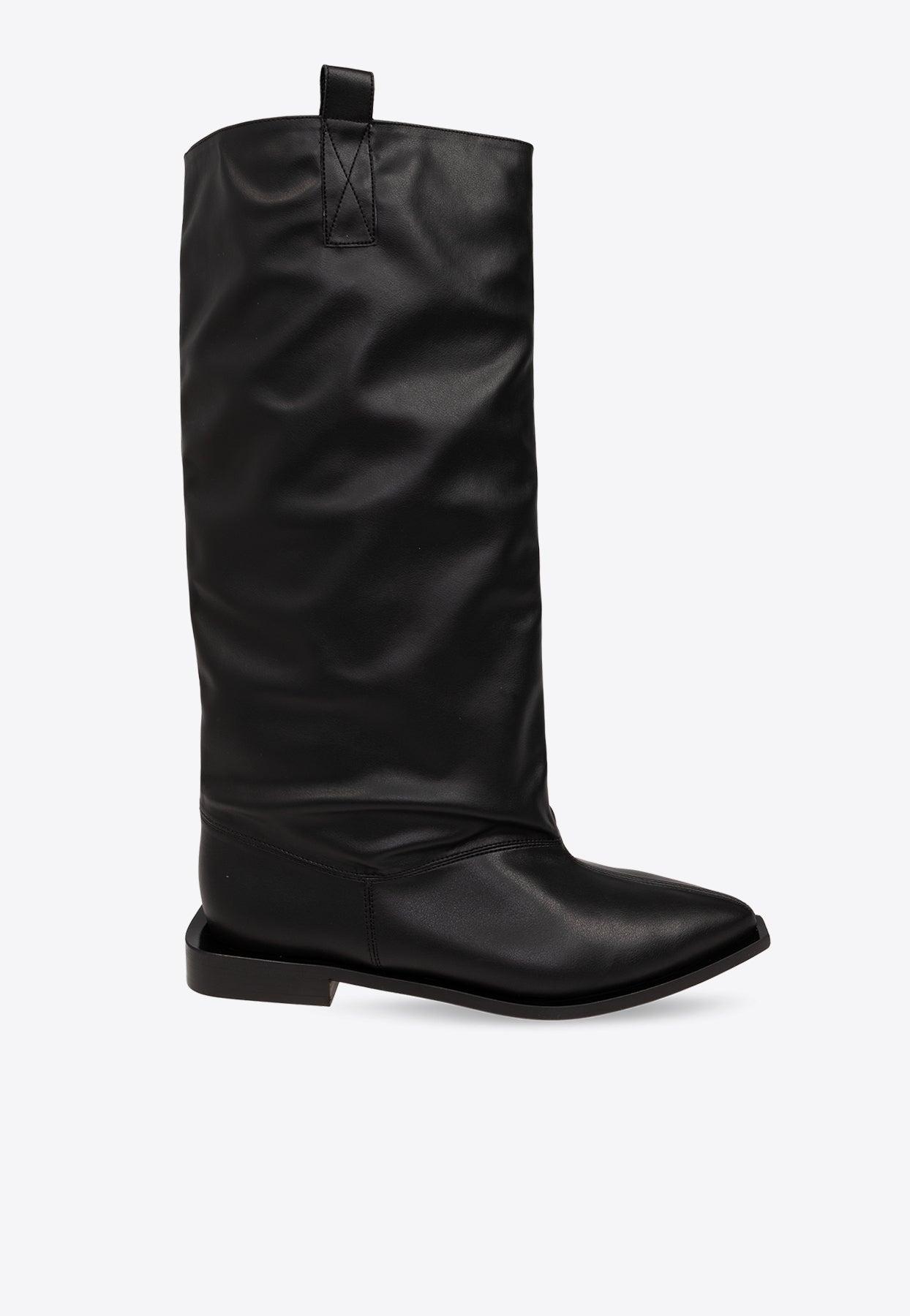 Ganni Western Loose Knee-High Tubular Boots in Black | Lyst