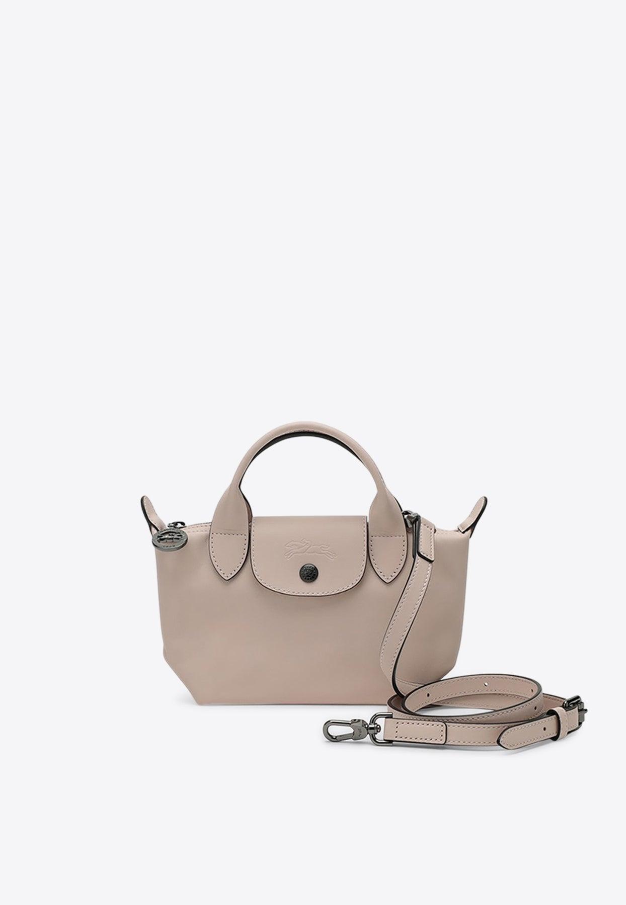 Longchamp Mini Leather Top-Handle Flap Bag in White | Lyst
