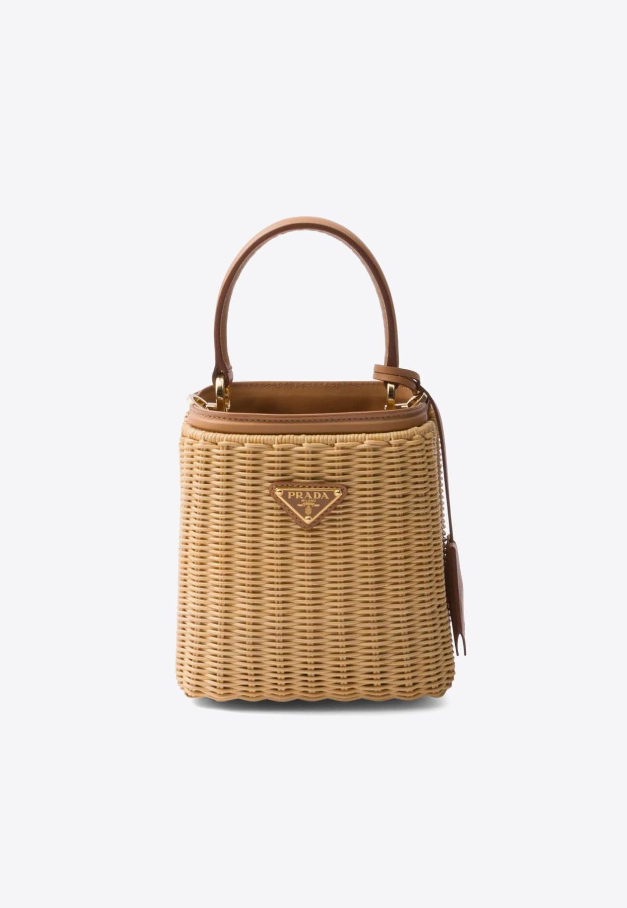 Prada Mini Panier Basket Bucket Bag in Natural | Lyst