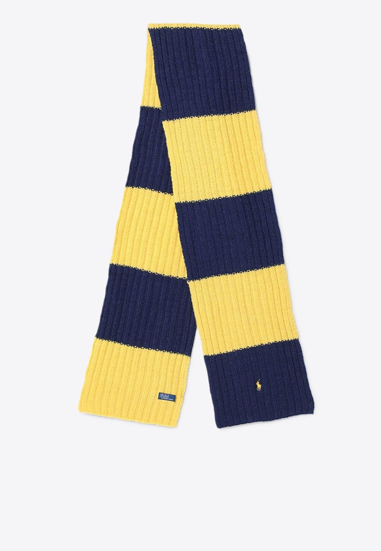Polo Ralph Lauren Striped Rugby Wool Scarf in Blue | Lyst