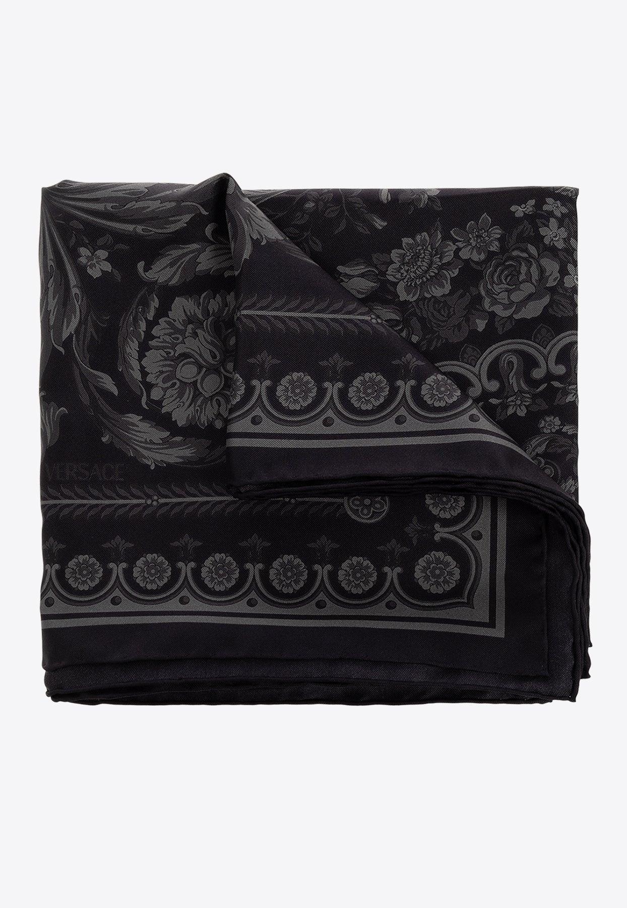 Versace Barocco Pattern Silk Scarf in Black | Lyst