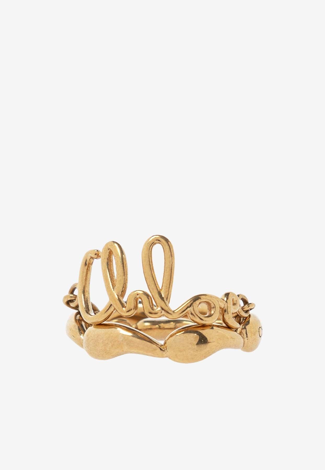 Chloé The Iconic Logo Double Ring in Metallic | Lyst