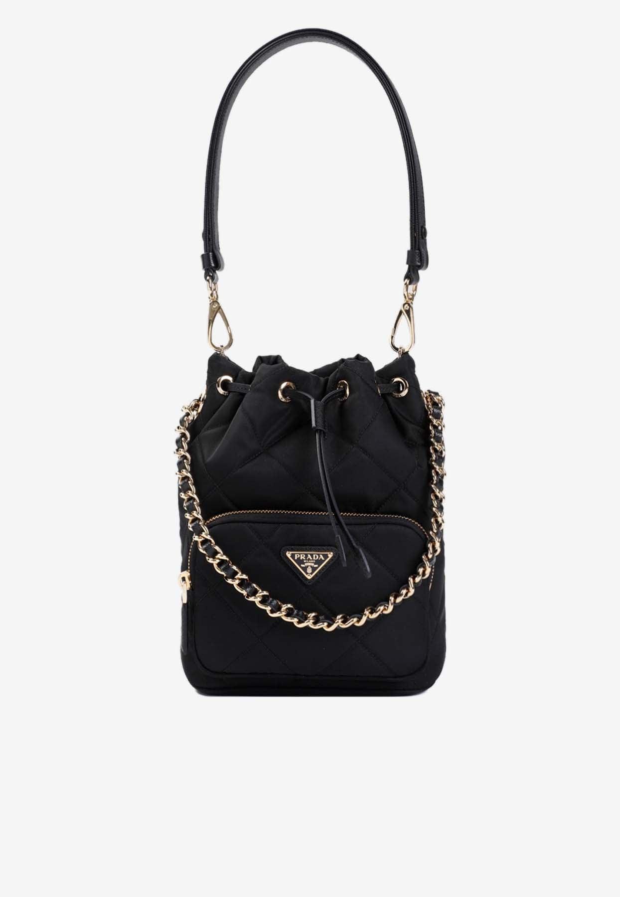 Prada Re-Nylon Quilted Bucket Bag in Black | Lyst