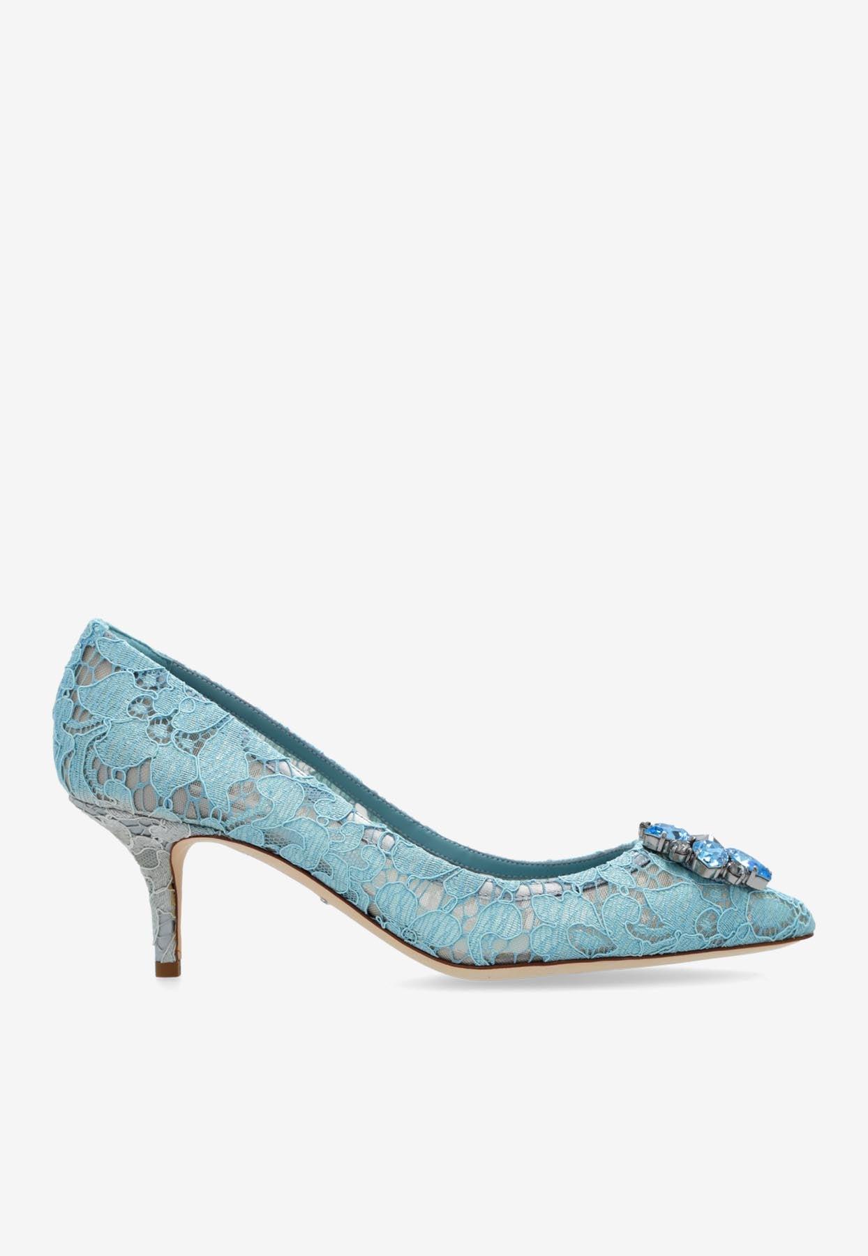 Dolce & Gabbana Bellucci 60 Crystal Embellished Lace Pumps in Blue | Lyst