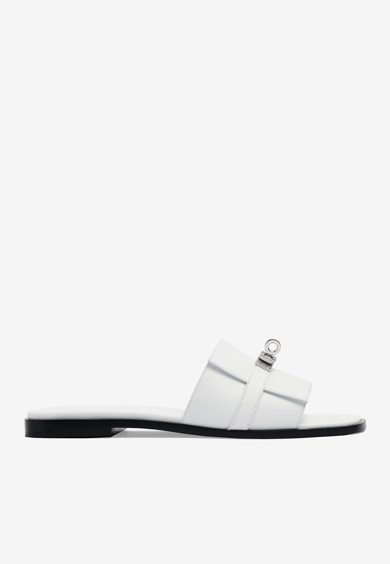 Hermès Giulia Flat Sandals In Calfskin In White Lyst