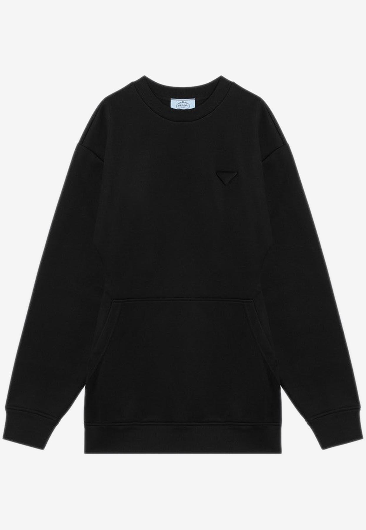 Prada Logo Triangle Plush Mini Dress in Black | Lyst